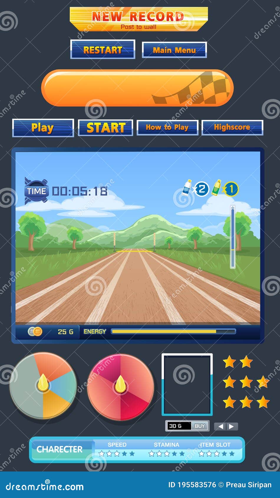 User Interface for Racing Game. - Vector Stock Vector - Illustration of ...