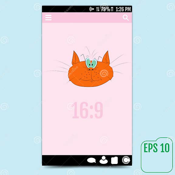 User Interface with Red Cat, Causing a Smile. Vector Stock Vector ...