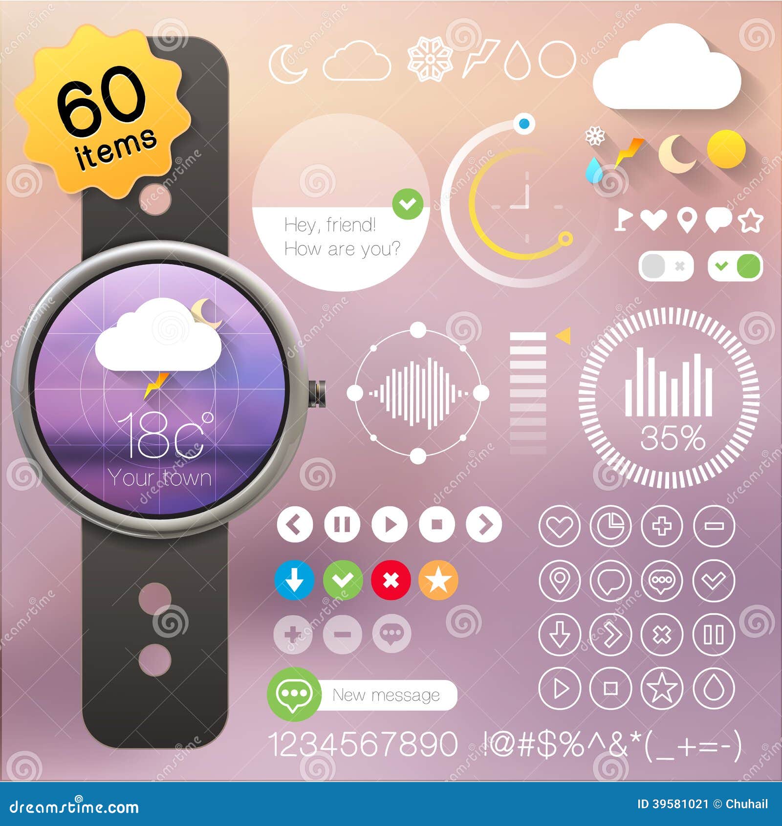 User Interface Set for Clock, Watch Stock Illustration - Illustration ...