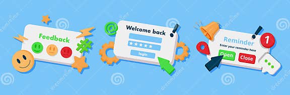 User Interface. a Set of Flat UI and UX Elements: Dialog Box, Tab ...