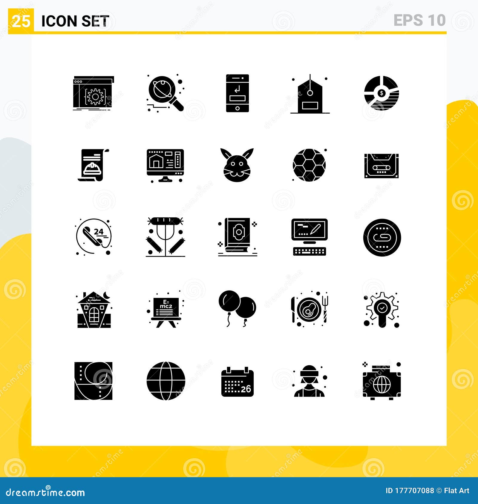 Pack of 25 Modern Solid Glyphs Signs and Symbols for Web Print Media ...