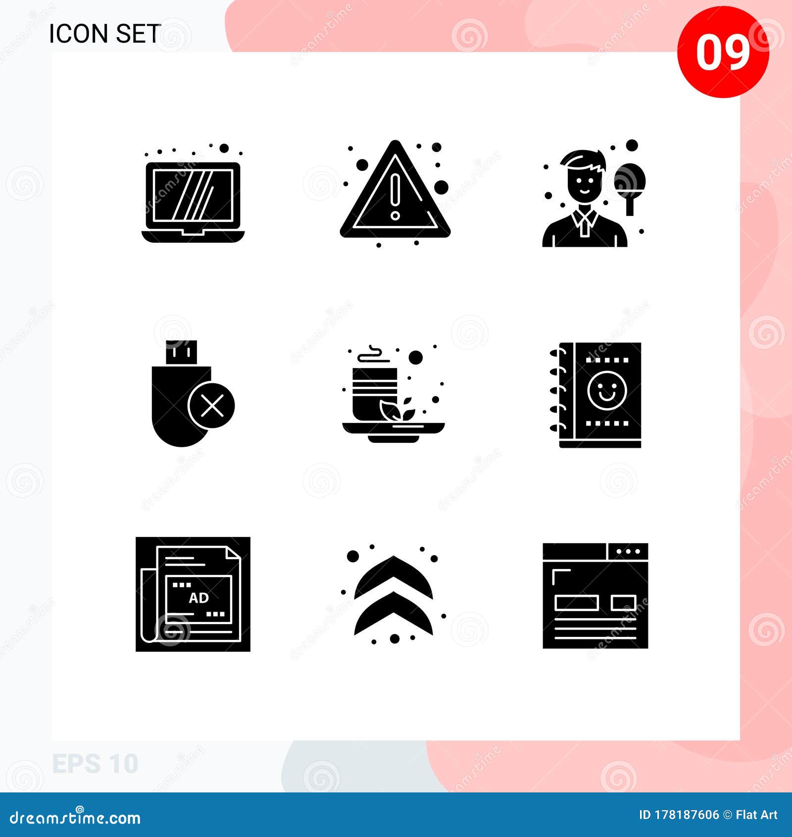 9 User Interface Solid Glyph Pack of Modern Signs and Symbols of Cup ...