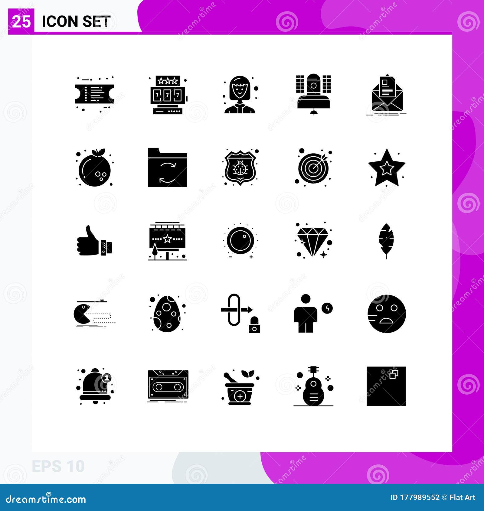 25 User Interface Solid Glyph Pack of Modern Signs and Symbols of Email ...