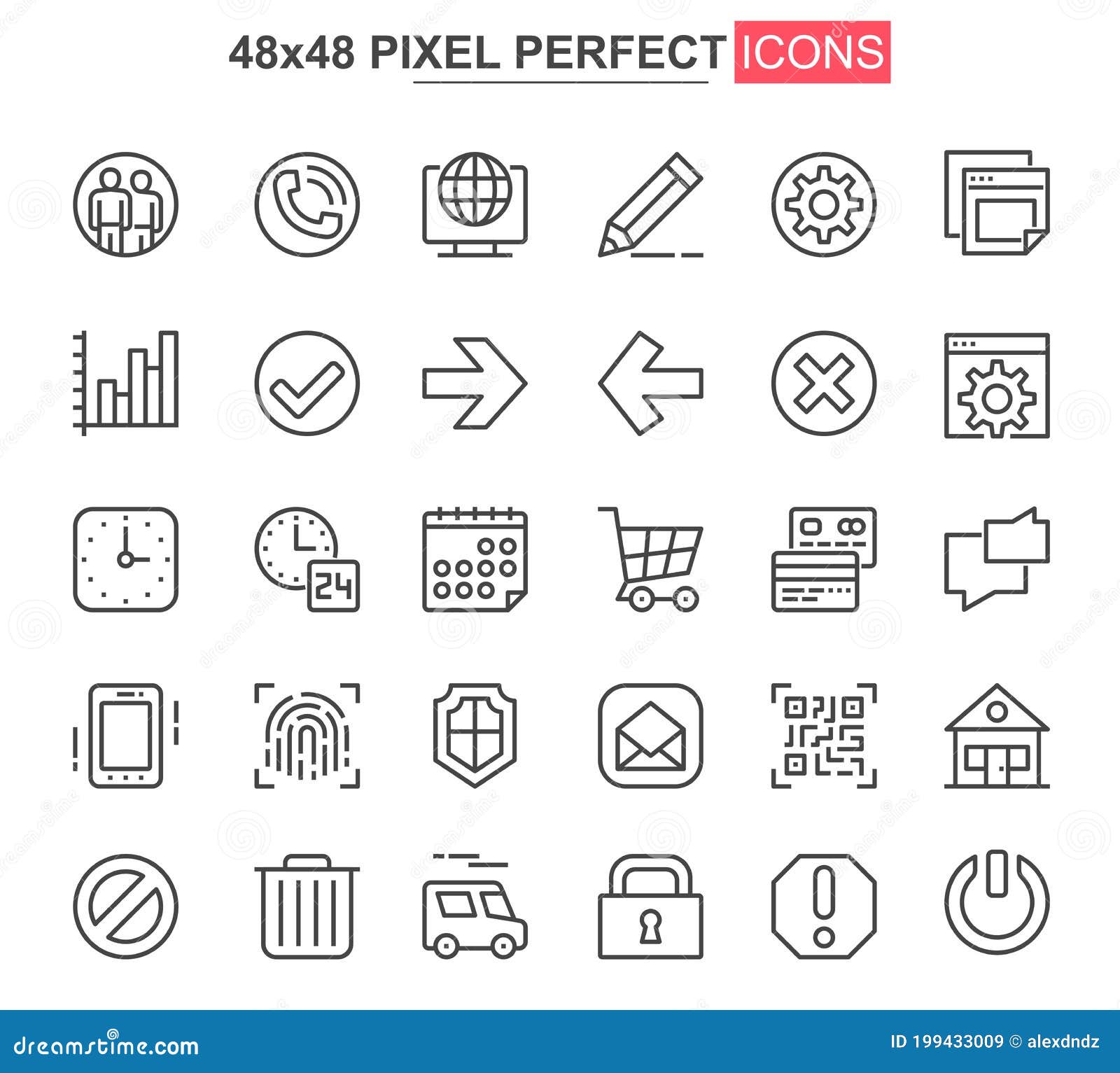 User Interface Thin Line Icon Set. Stock Vector - Illustration of ...
