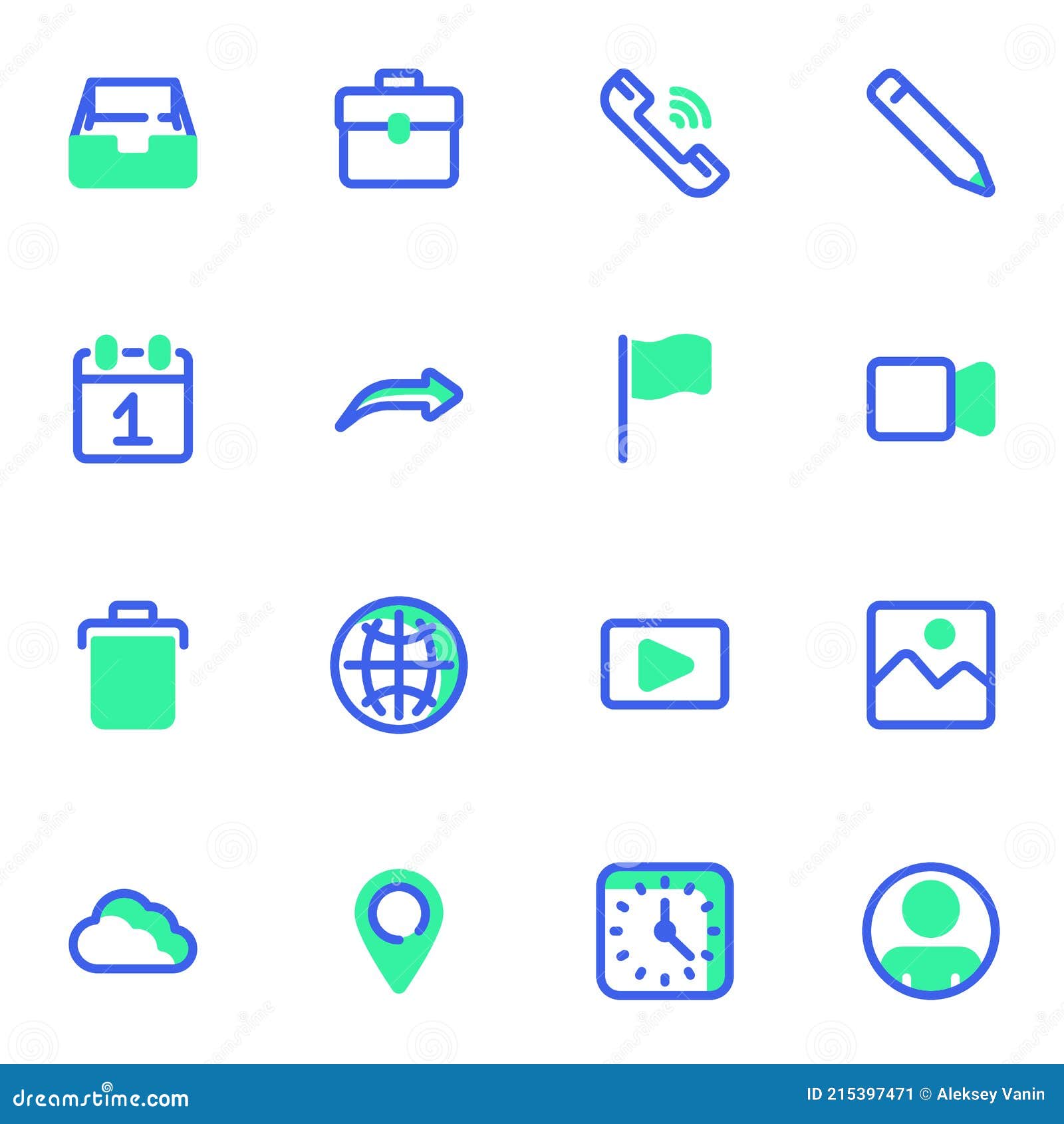 User Interface Vector Icons Set Stock Vector - Illustration of green ...
