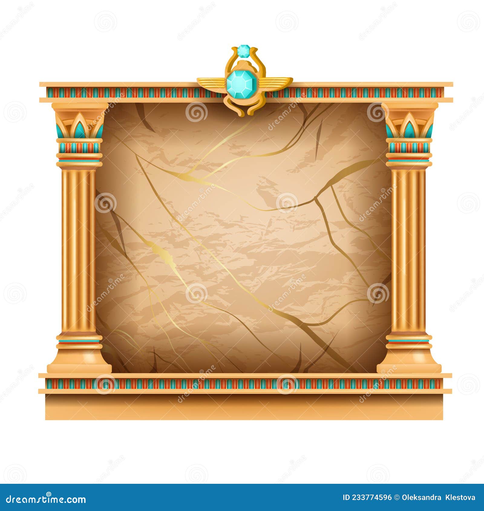 Egypt Game Frame Vector Illustration, Ancient UI Medieval Background ...