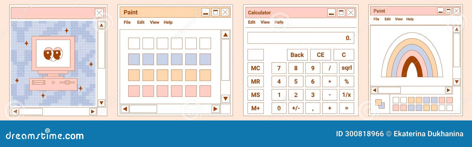 User Interface Y2k Set Cards. Retro Stickers Browser Windows Stock ...
