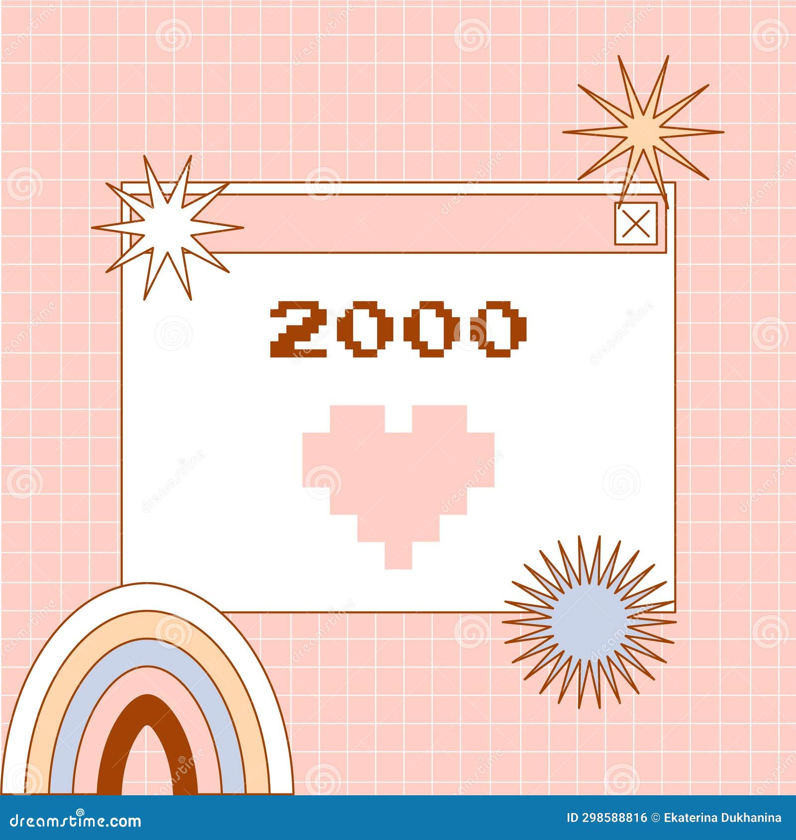 User Interface Y2k Sticker. Retro Card Browser Window, Rainbow. Nostalgia Pc Elements and ...