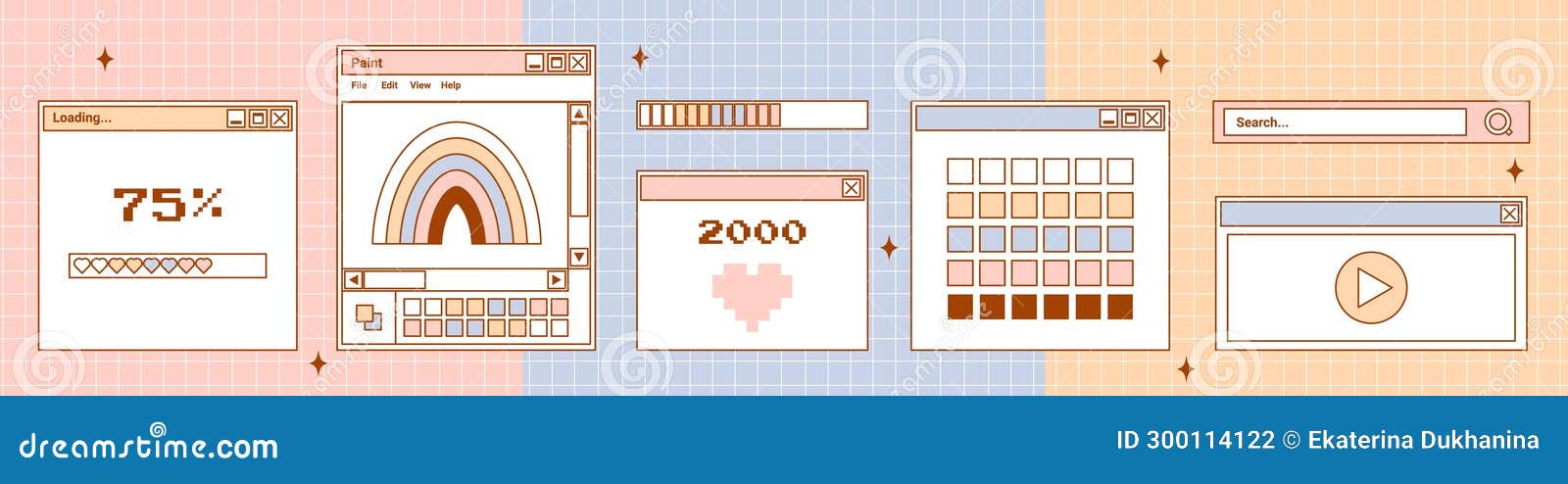 User Interface Y2k Stickers. Retro Icon Browser, Window Paint, Buttons ...