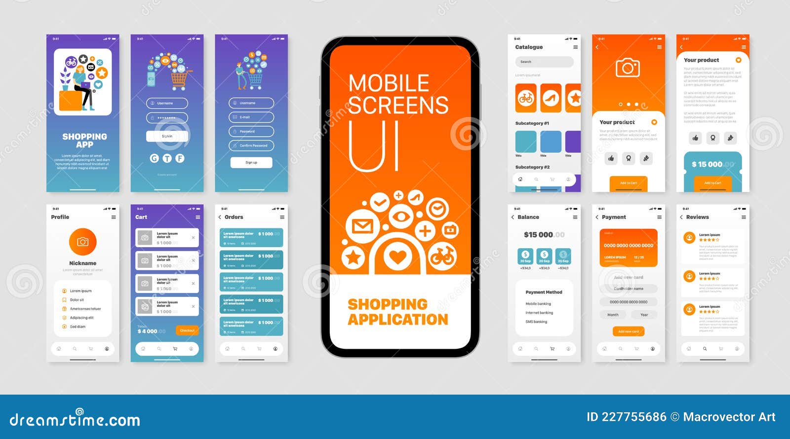 User Interfaces of Shopping Application Stock Vector - Illustration of ...