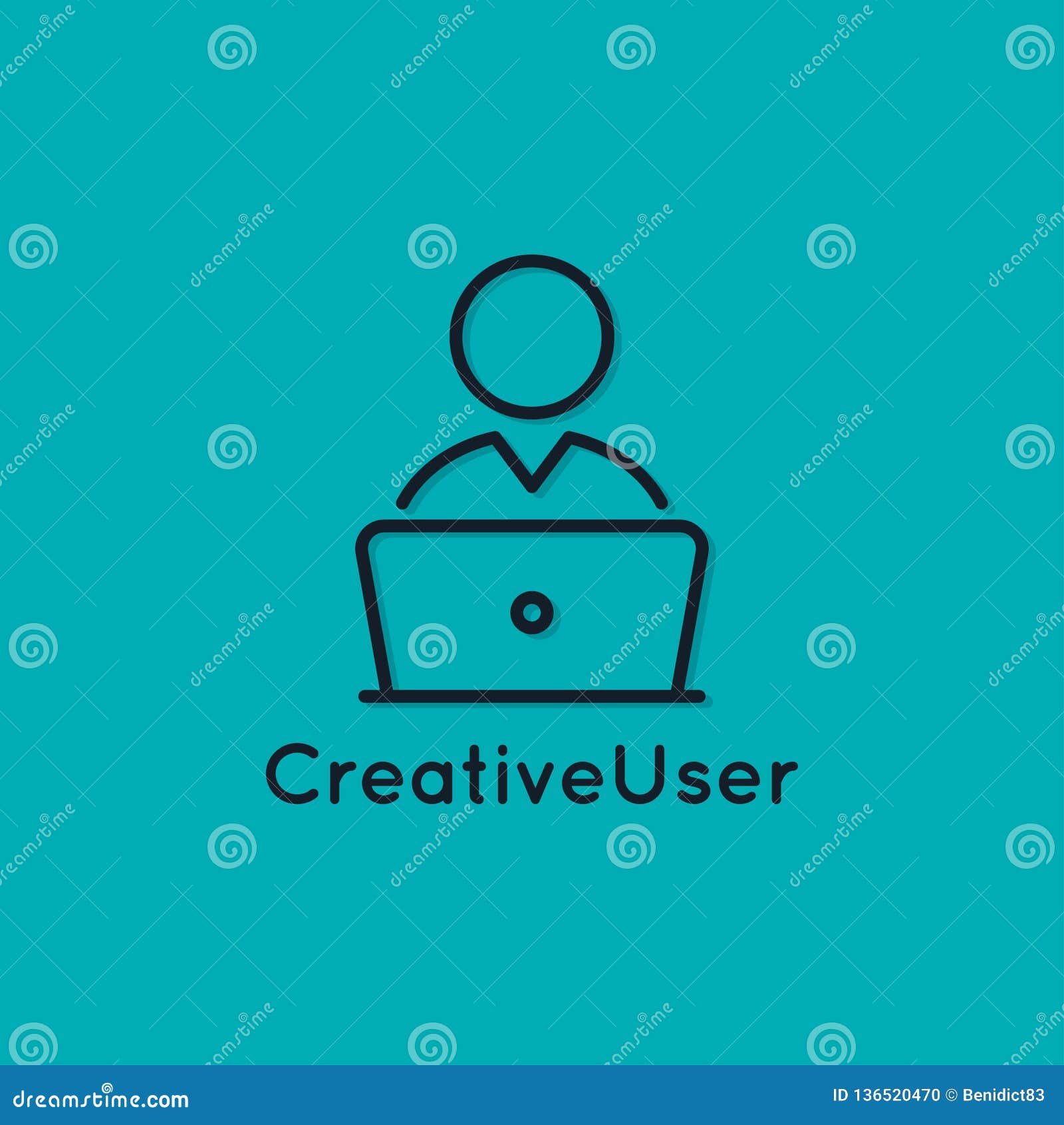 User with Laptop Icon. Pc User Linear Avatar Stock Vector ...