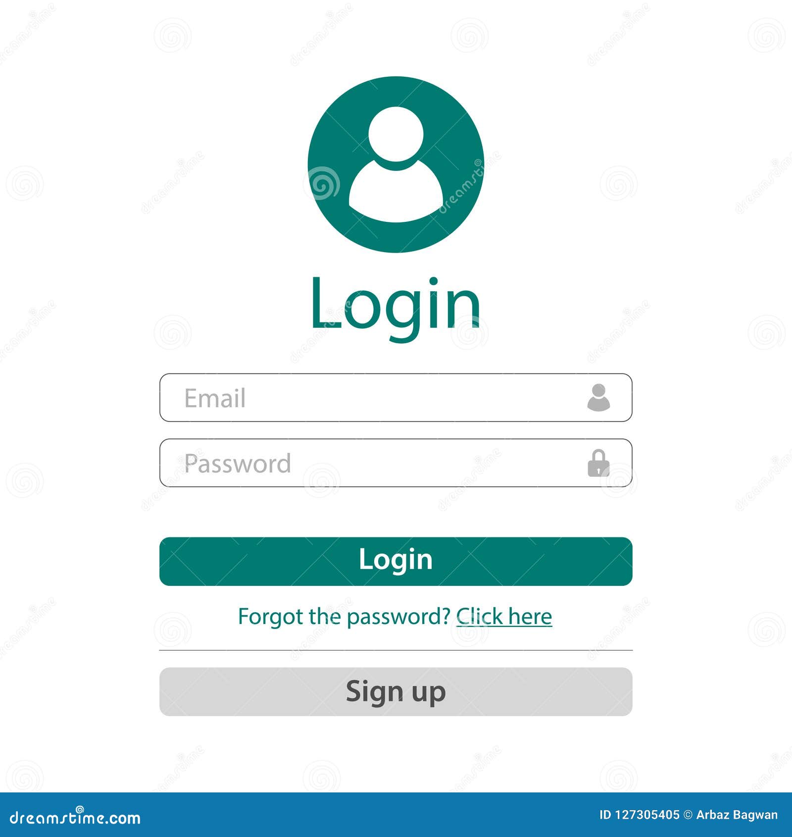 Vector Login Box Form, Interface Page - Username And Password. Flat ...