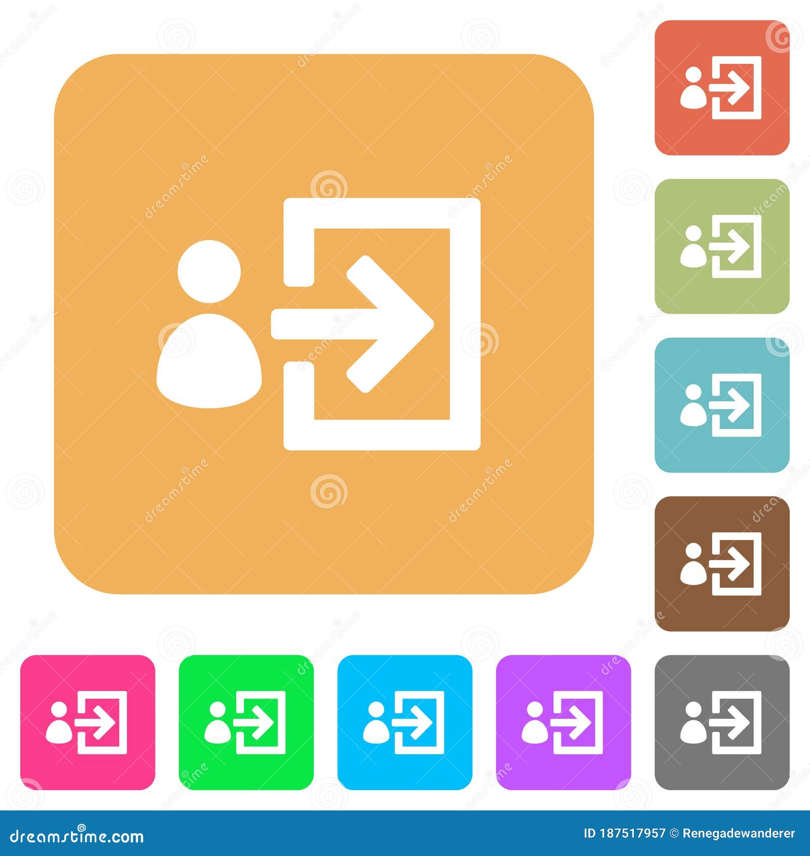 User Login Rounded Square Flat Icons Stock Vector - Illustration of ...