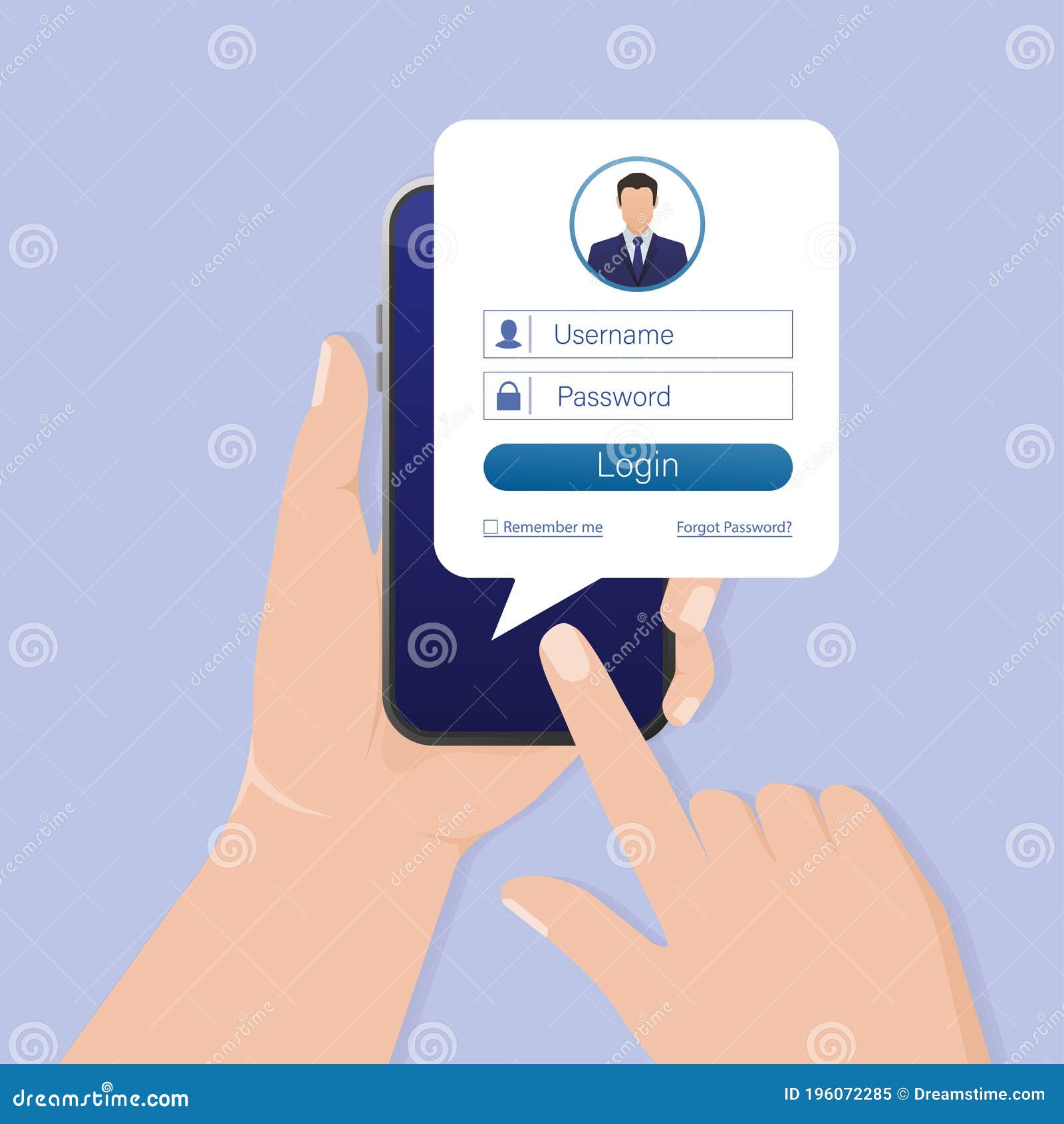 User Login Smartphone for Site Design. Mockup Application Page User ...
