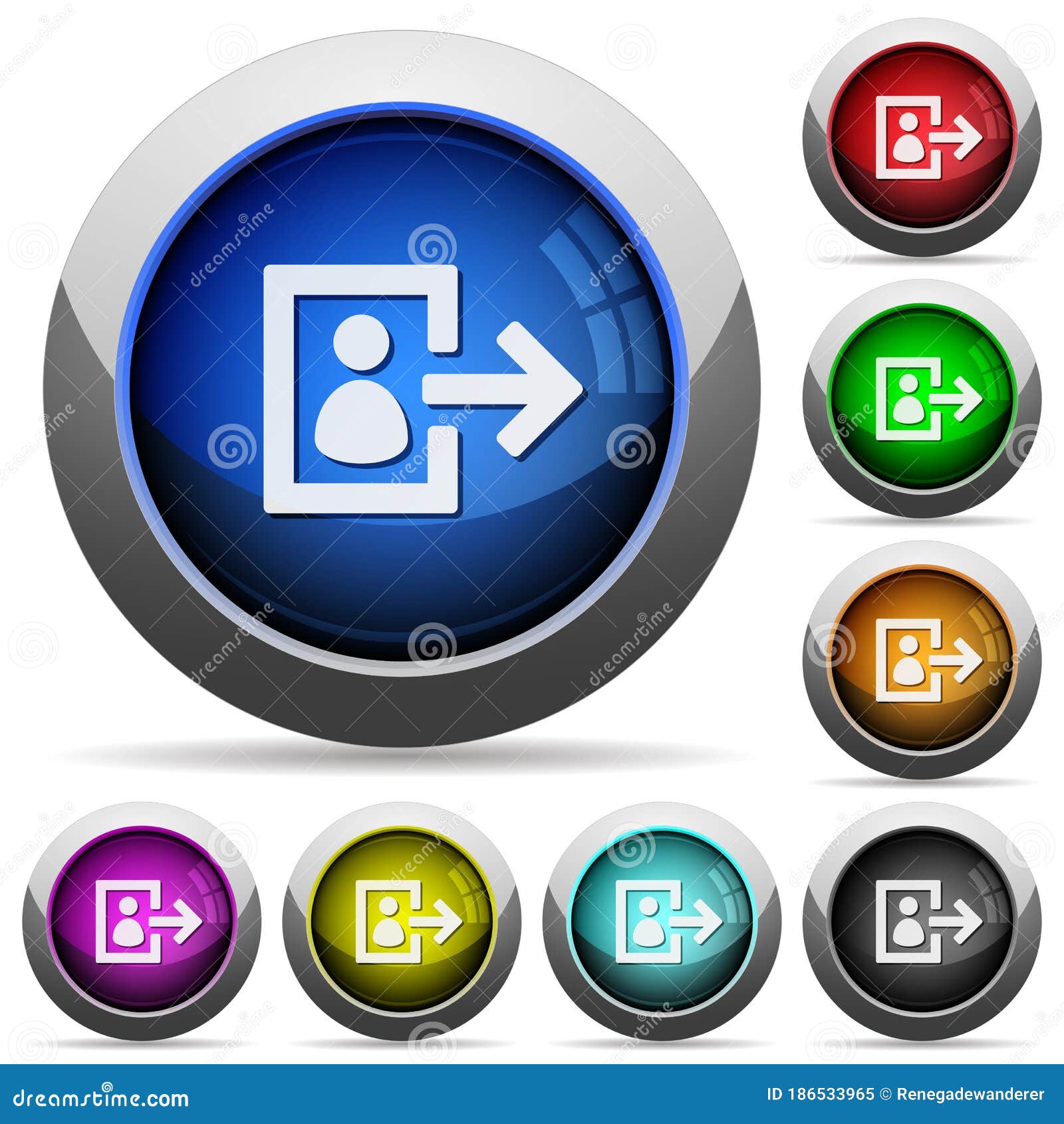 User logout glossy buttons stock vector. Illustration of administration ...