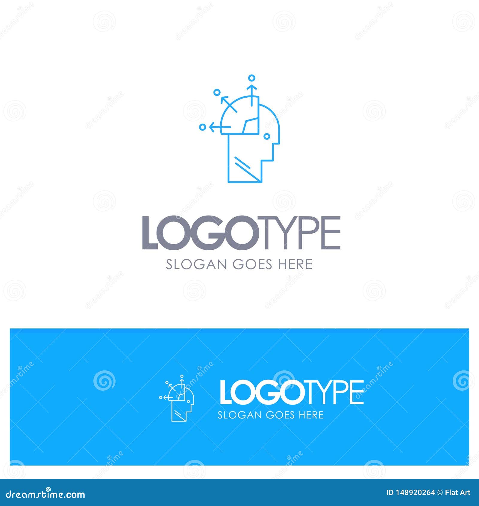 User, Man, Mind Programming, Art Blue OutLine Logo with Place for ...