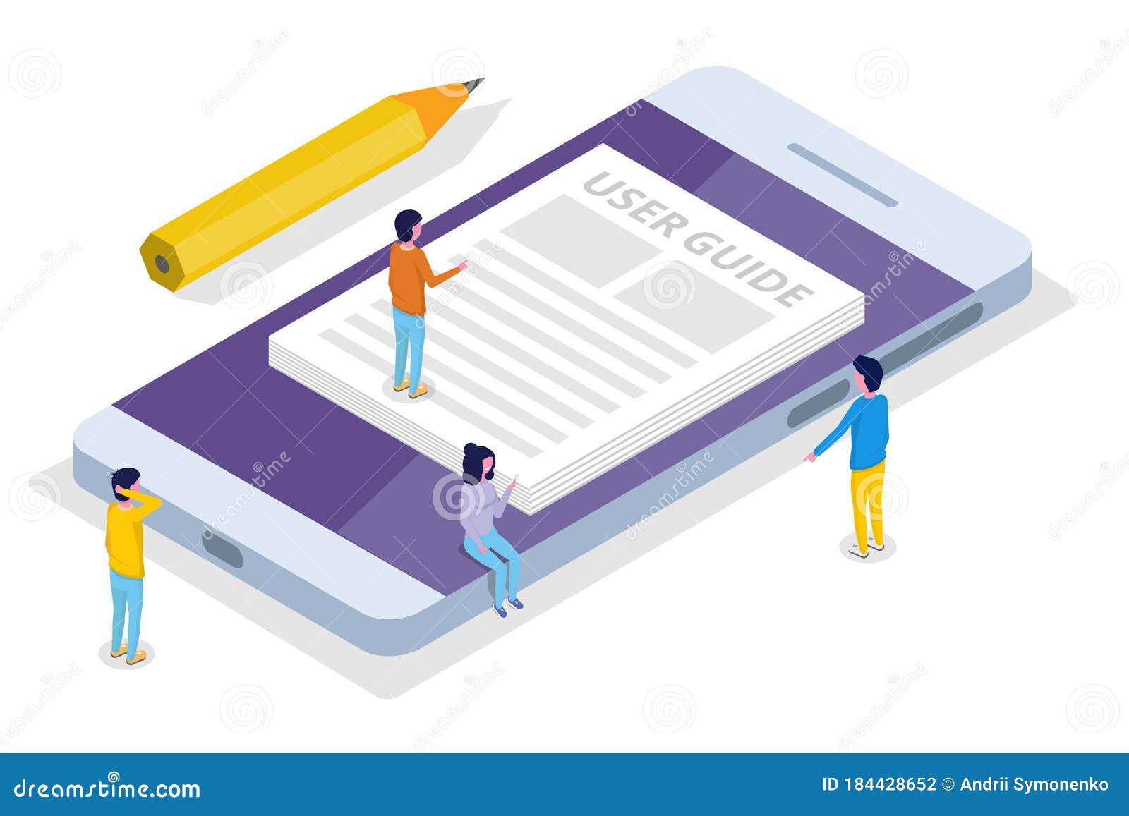 User Manual, Guide, Instruction, Guidebook, Handbook Isometric Concept ...
