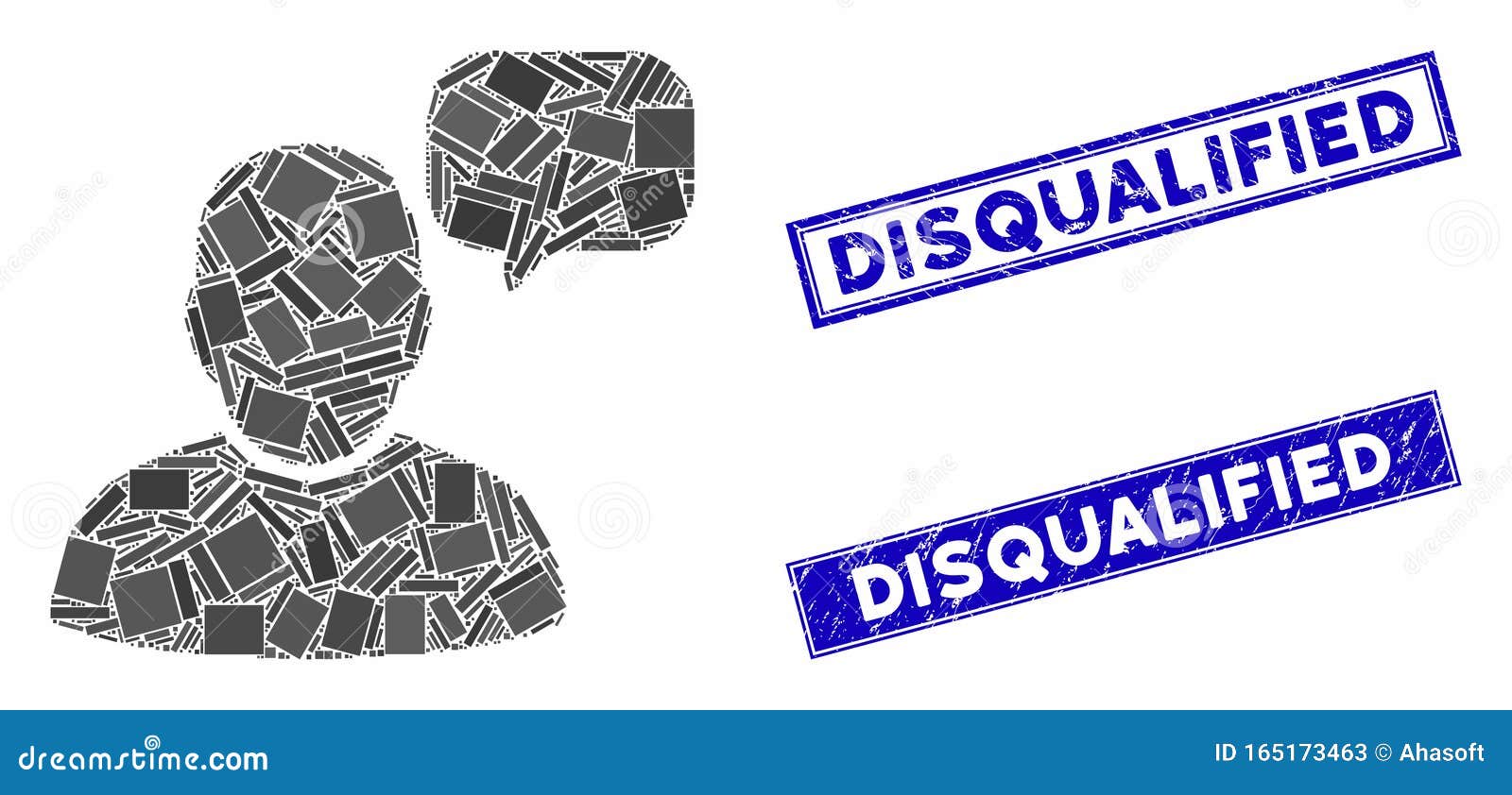 User Message Cloud Mosaic and Scratched Rectangle Disqualified Stamp ...