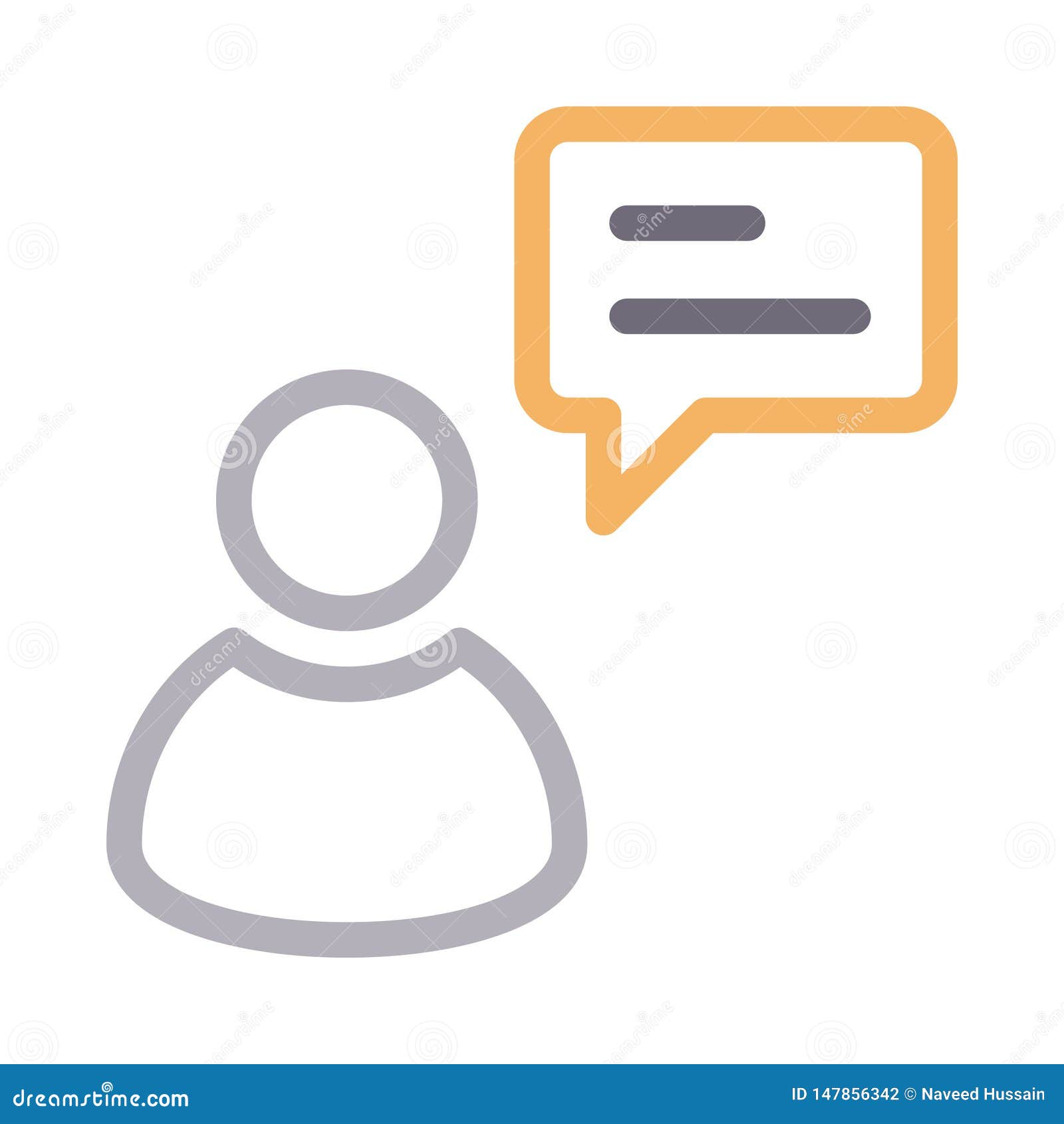 User Message Thin Color Line Vector Icon Stock Vector - Illustration of ...