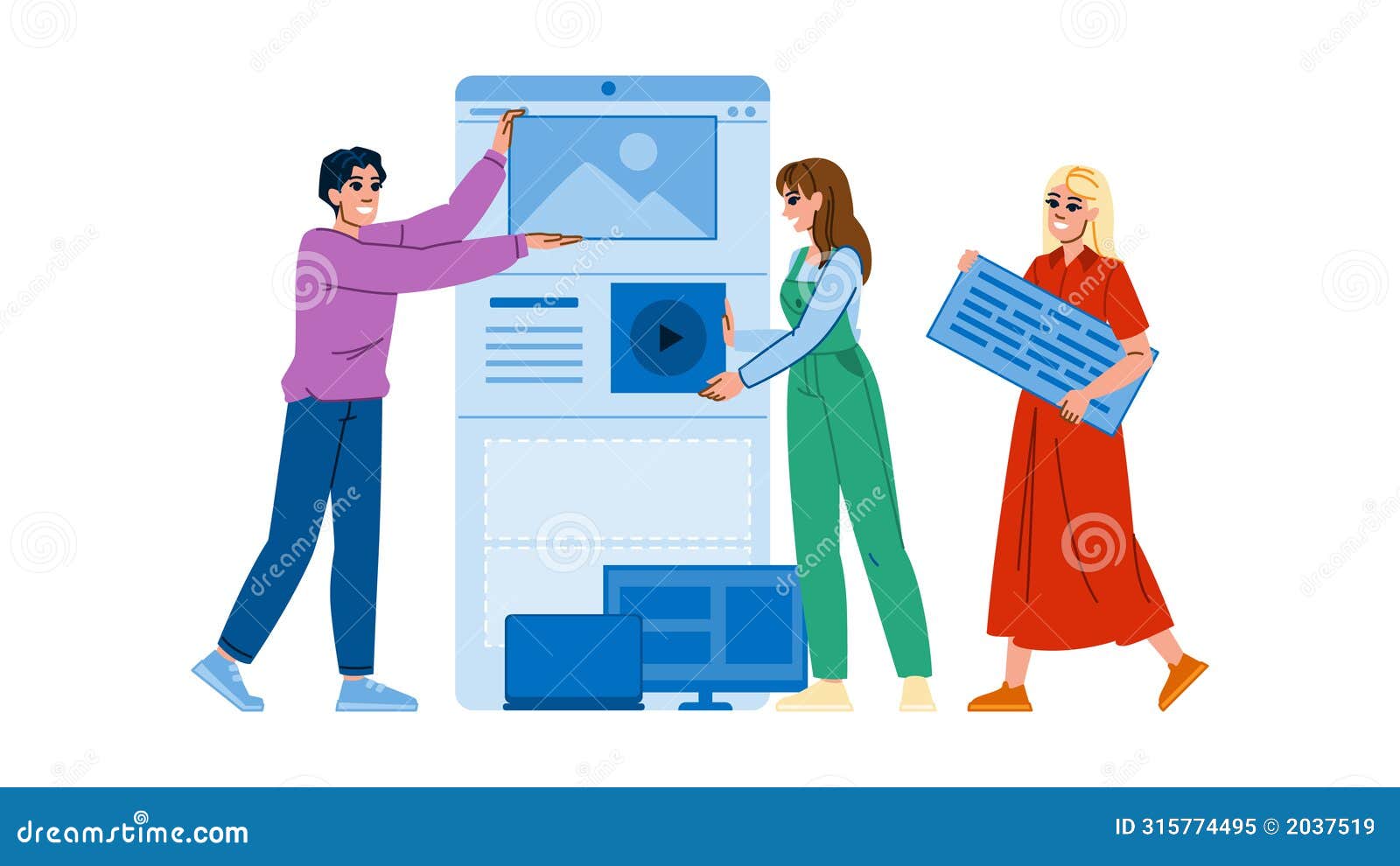 User Mobile First Design Vector Stock Vector - Illustration of cartoon ...