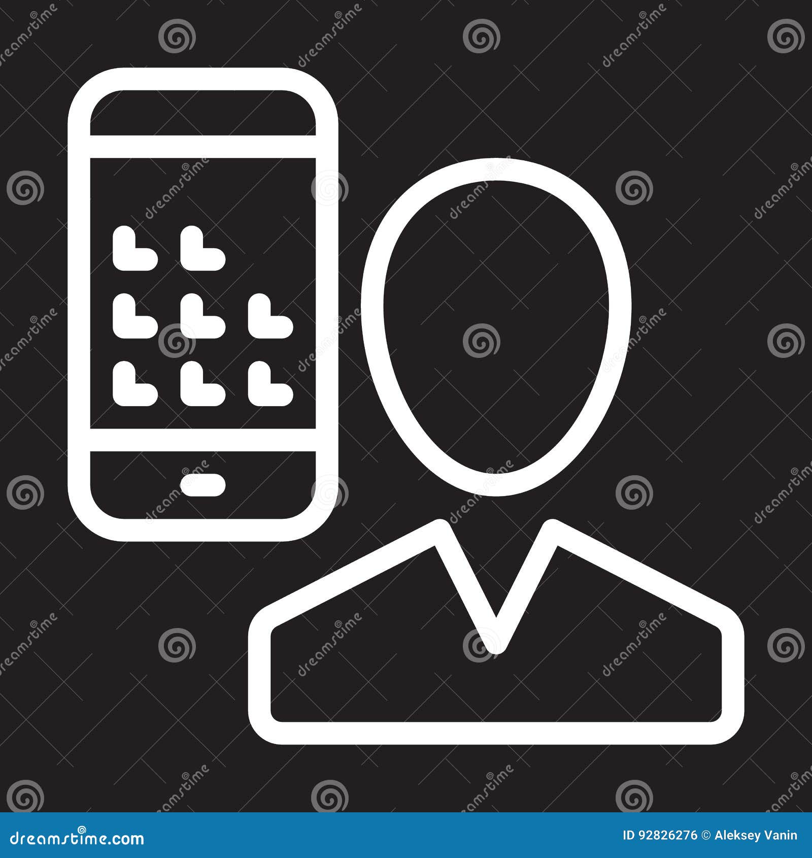 User and Mobile Phone, Smartphone Line Icon, White Outline Sign, Vector ...
