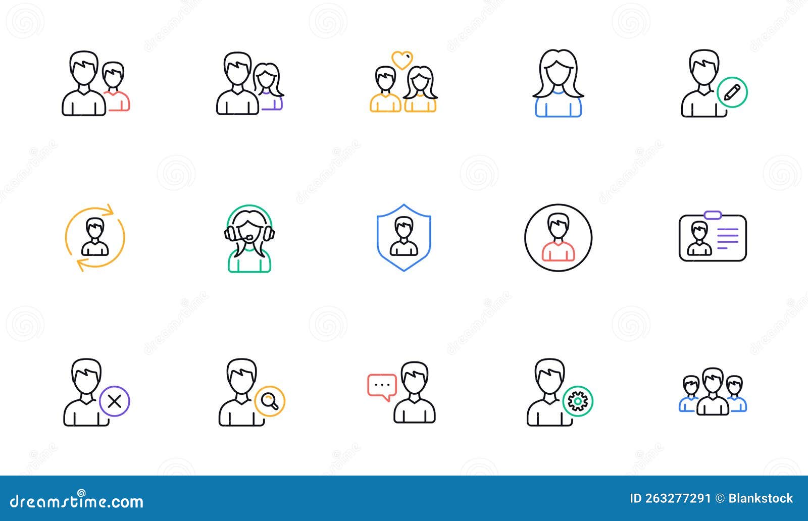 User Person Line Icons. Profile, Group and Support. Linear Icon Set ...