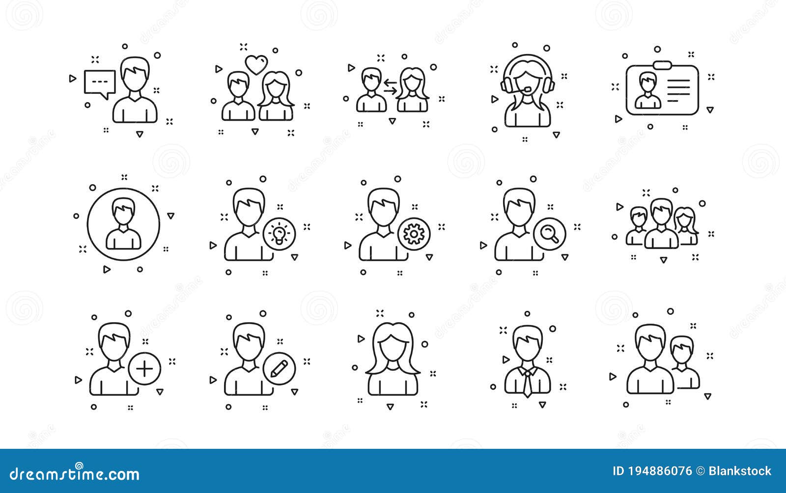 User Person Line Icons. Profile, Group and Support. Linear Icon Set ...