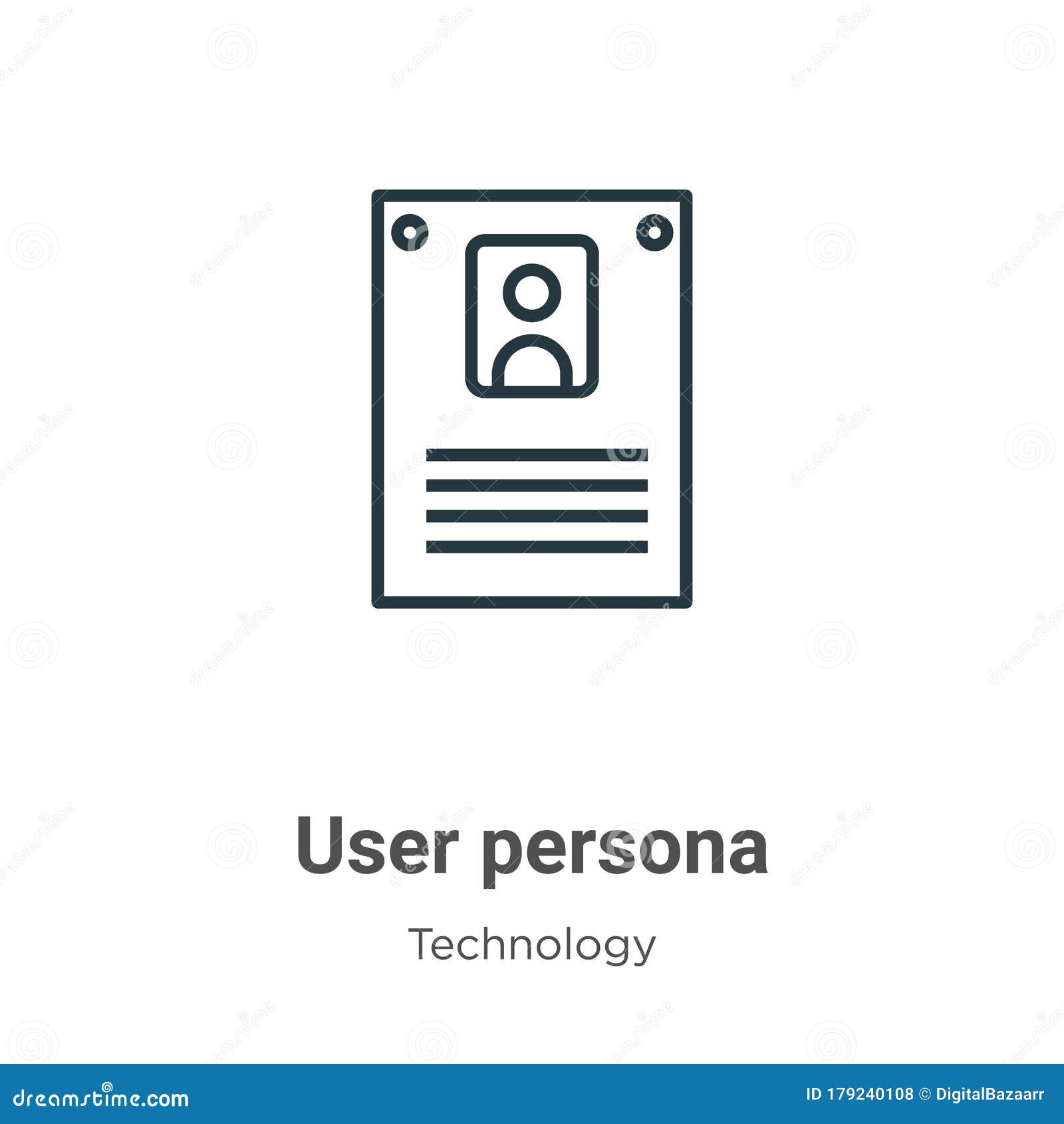 User Persona Outline Vector Icon. Thin Line Black User Persona Icon ...