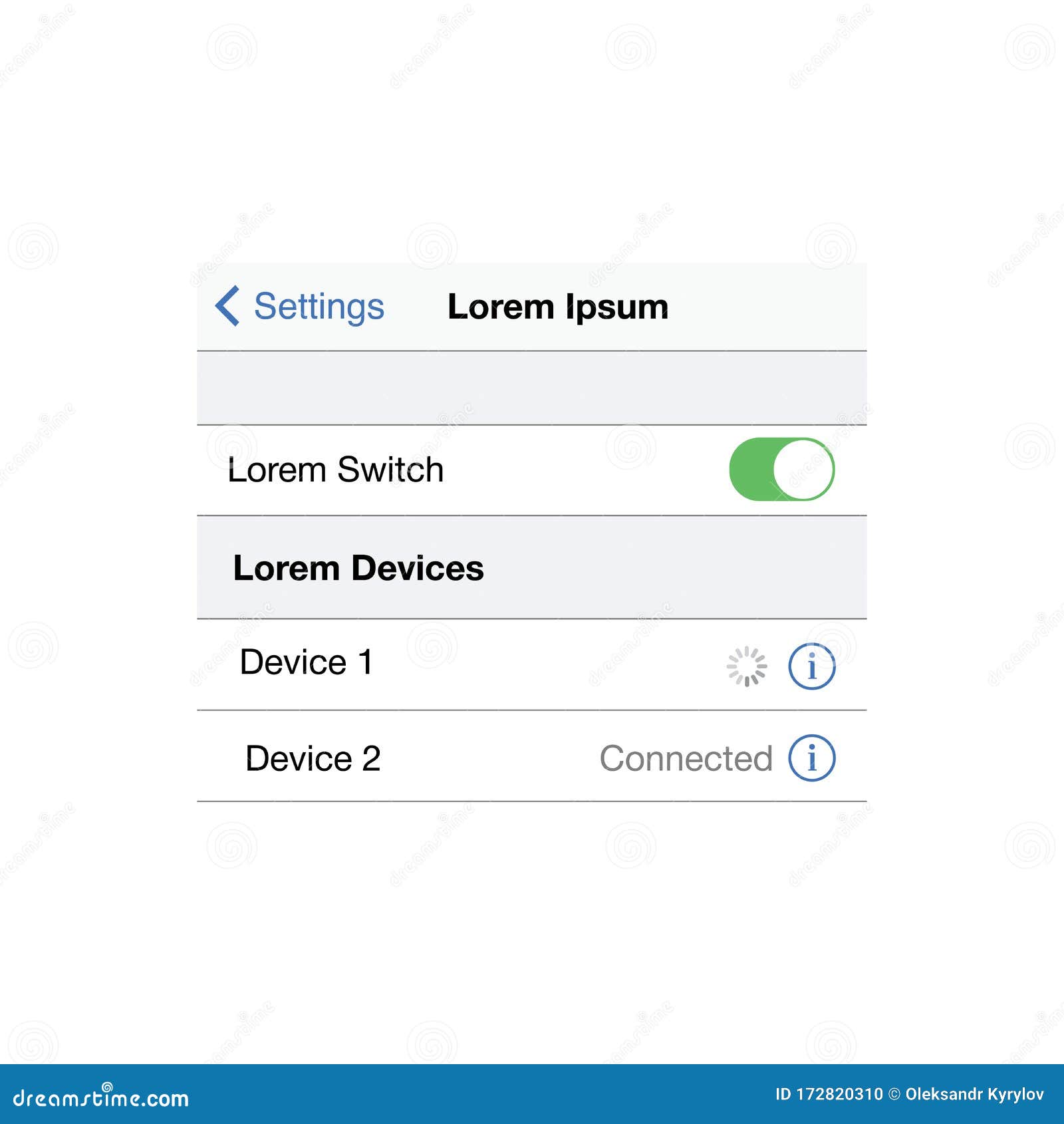 User Phone Interface Design. Mobile Device List App. Connection Proess ...