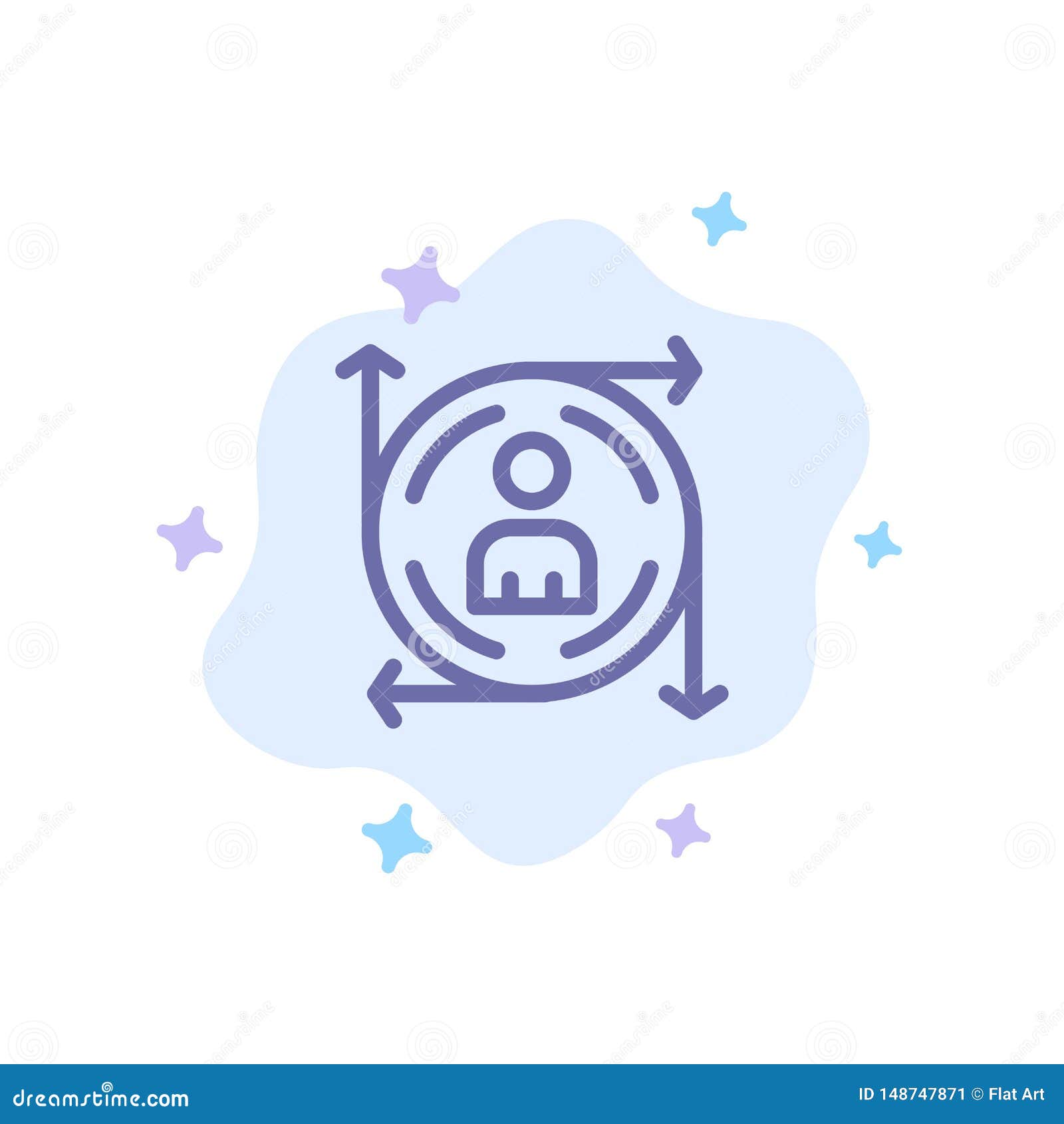 User, Predication, Arrow, Path Blue Icon on Abstract Cloud Background ...