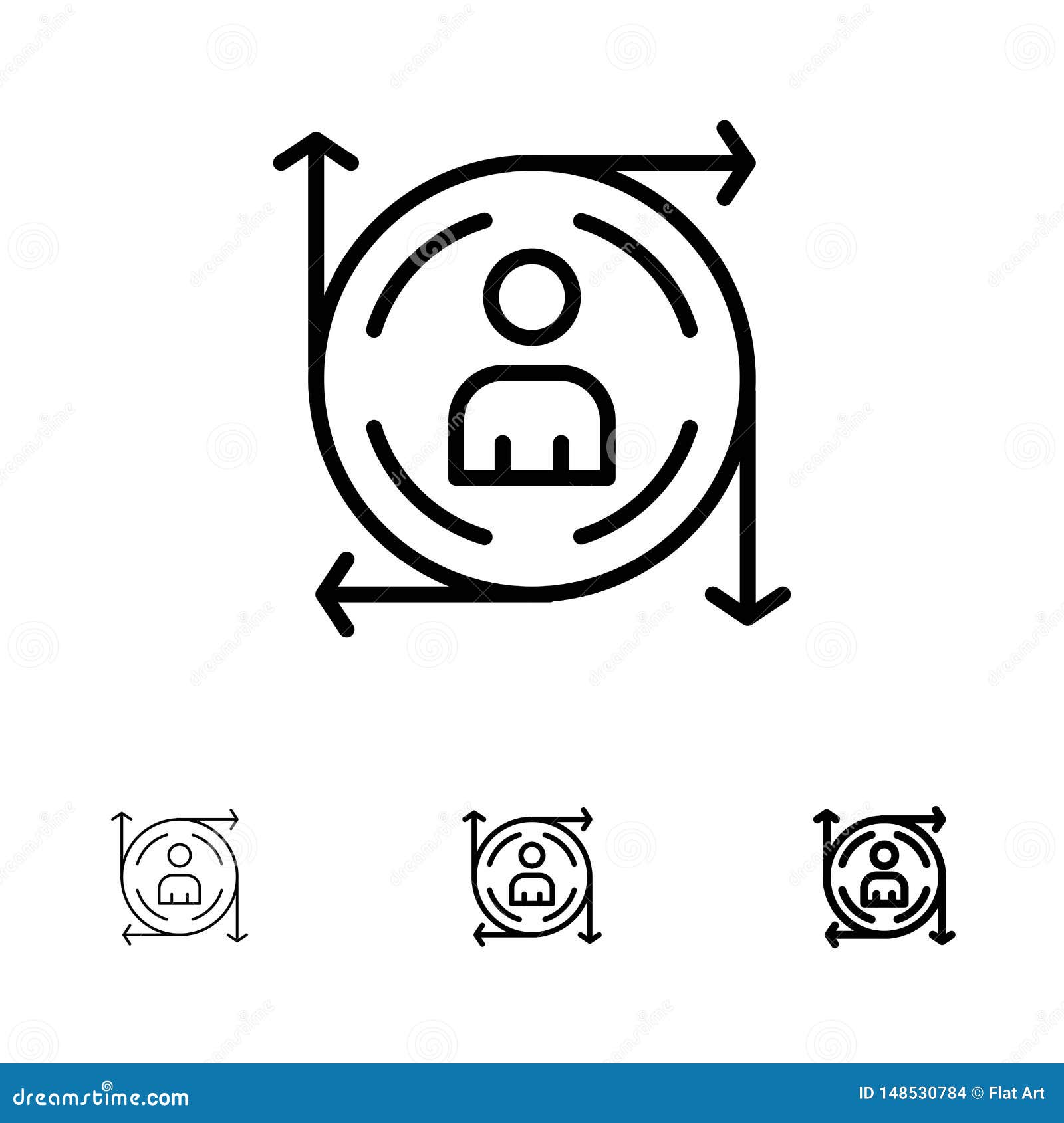 User, Predication, Arrow, Path Bold and Thin Black Line Icon Set Stock ...