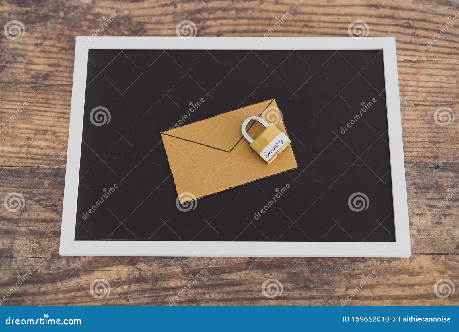 User Privacy Concept, Email Envelope Miniature on Desk with Lock ...