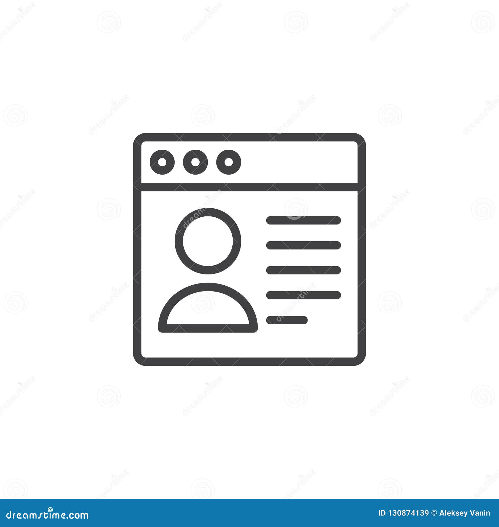 User Profile Browser Page Outline Icon Stock Vector - Illustration of ...