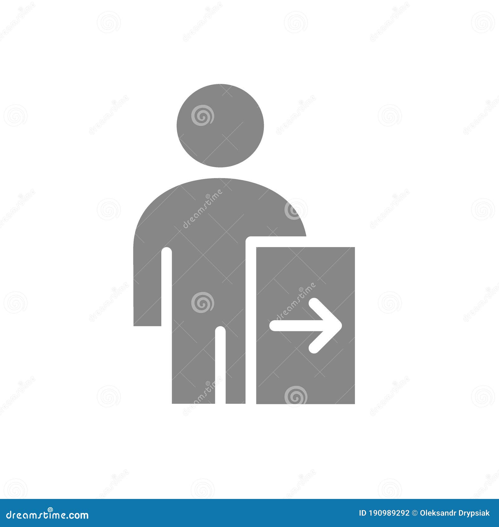 User Profile with Exit Sign Gray Icon. Public Navigation Symbol Stock ...