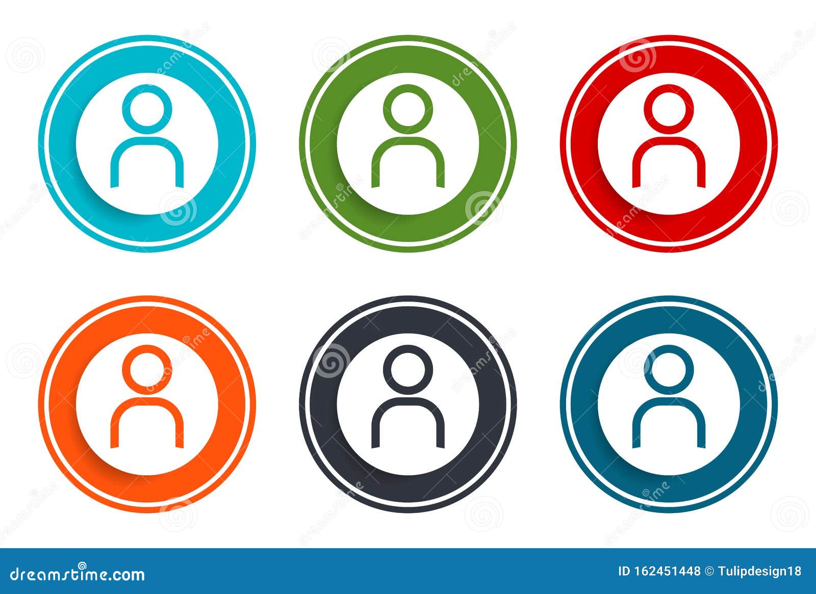 User Profile Icon Flat Vector Illustration Design Round Buttons ...