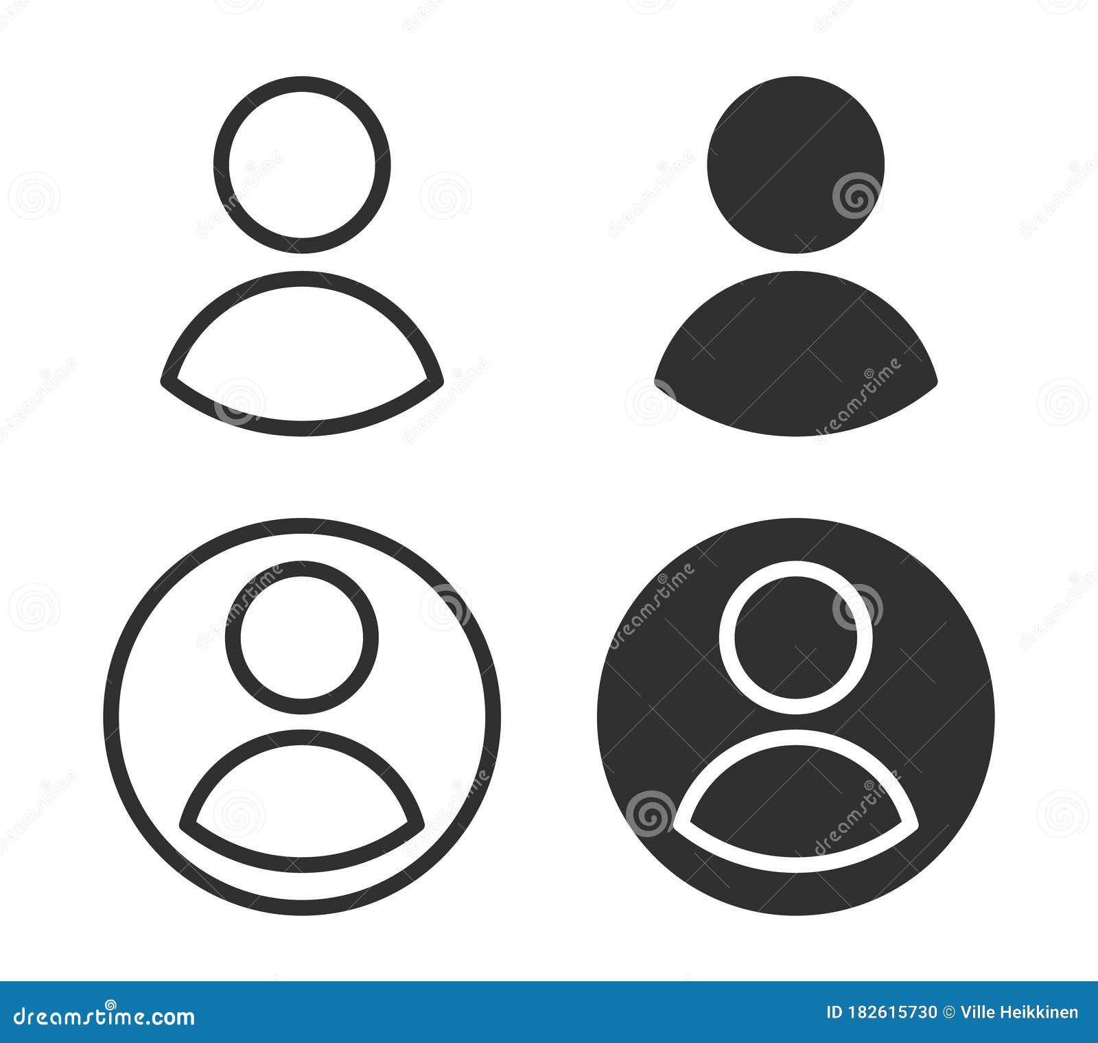 User Profile Login or Access Authentication Icon Button Set. People ...