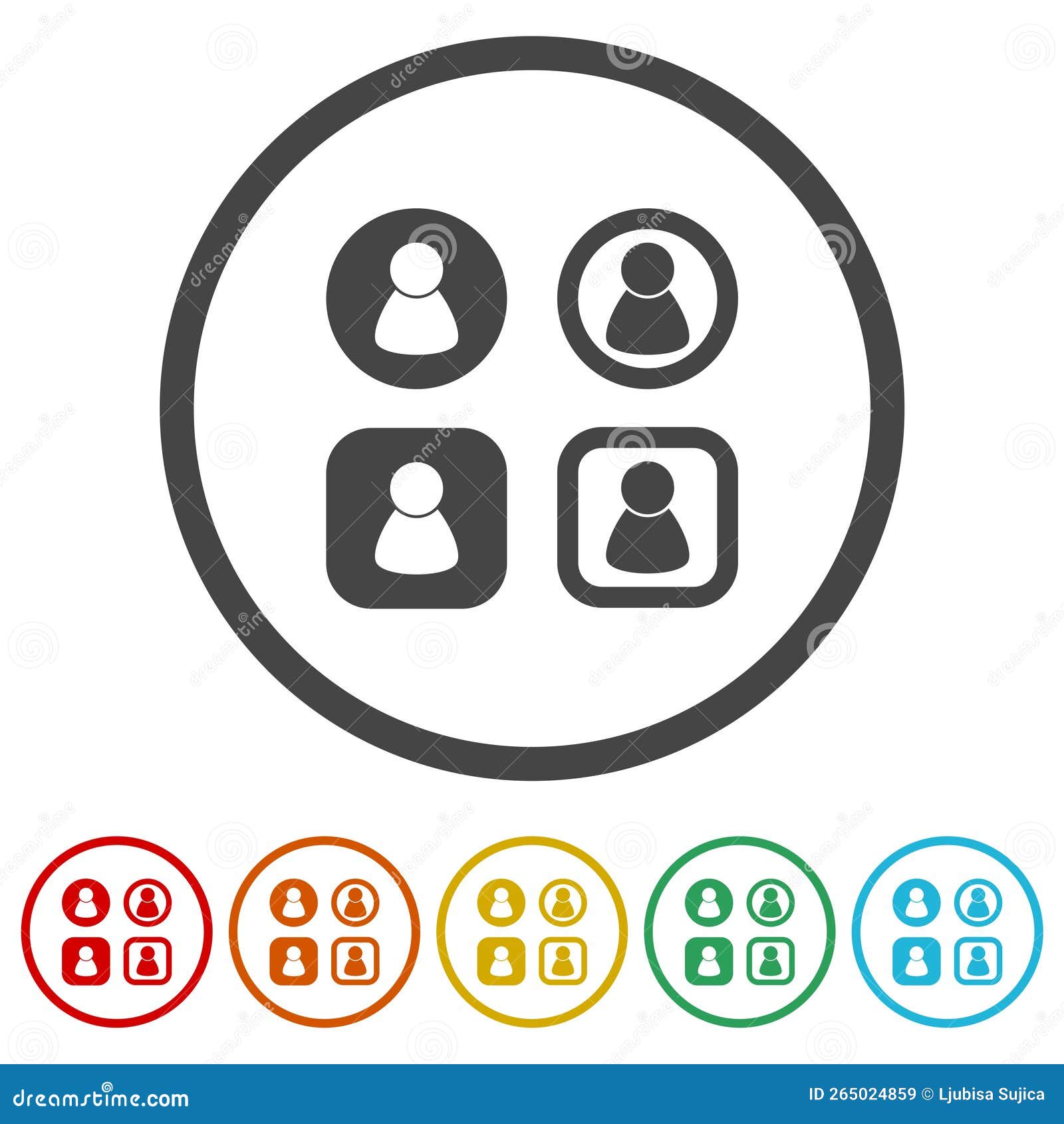User Profile Login or Access Authentication Icon. Set Icons in Color Circle Buttons Stock Vector ...