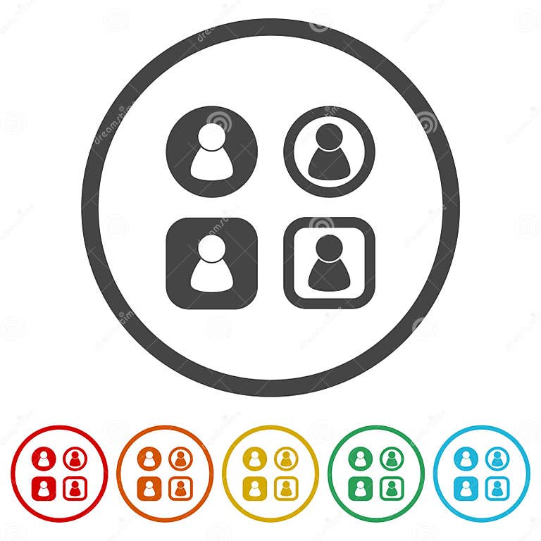 User Profile Login or Access Authentication Icon. Set Icons in Color Circle Buttons Stock Vector ...
