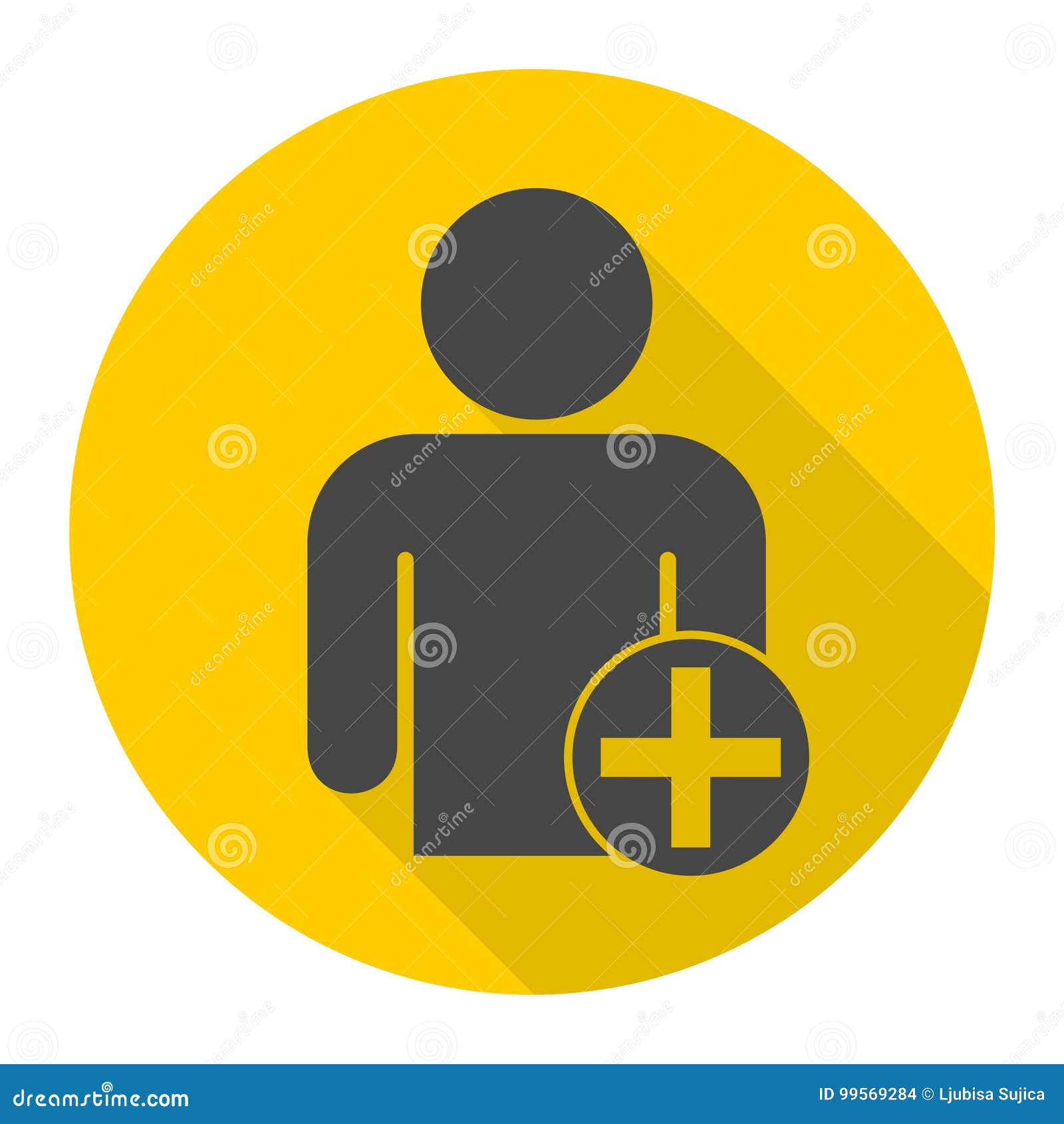 User Profile Sign with Plus Glyph Web Icon Long Shadow Stock Vector ...
