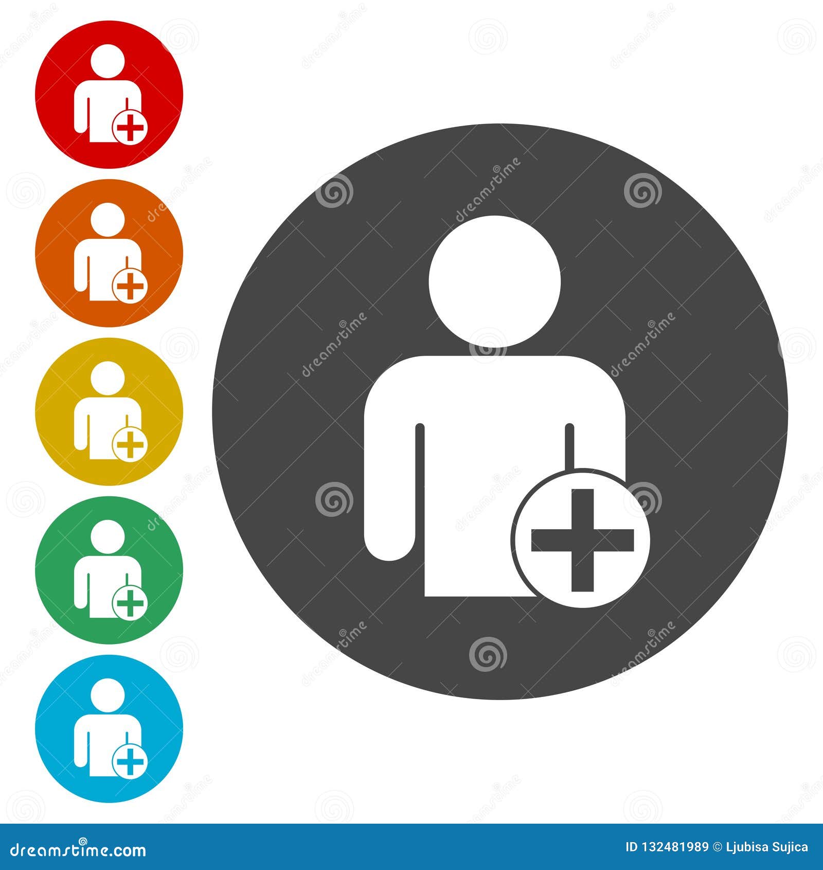 User Profile Sign with Plus Glyph Web Icons Set Stock Vector ...