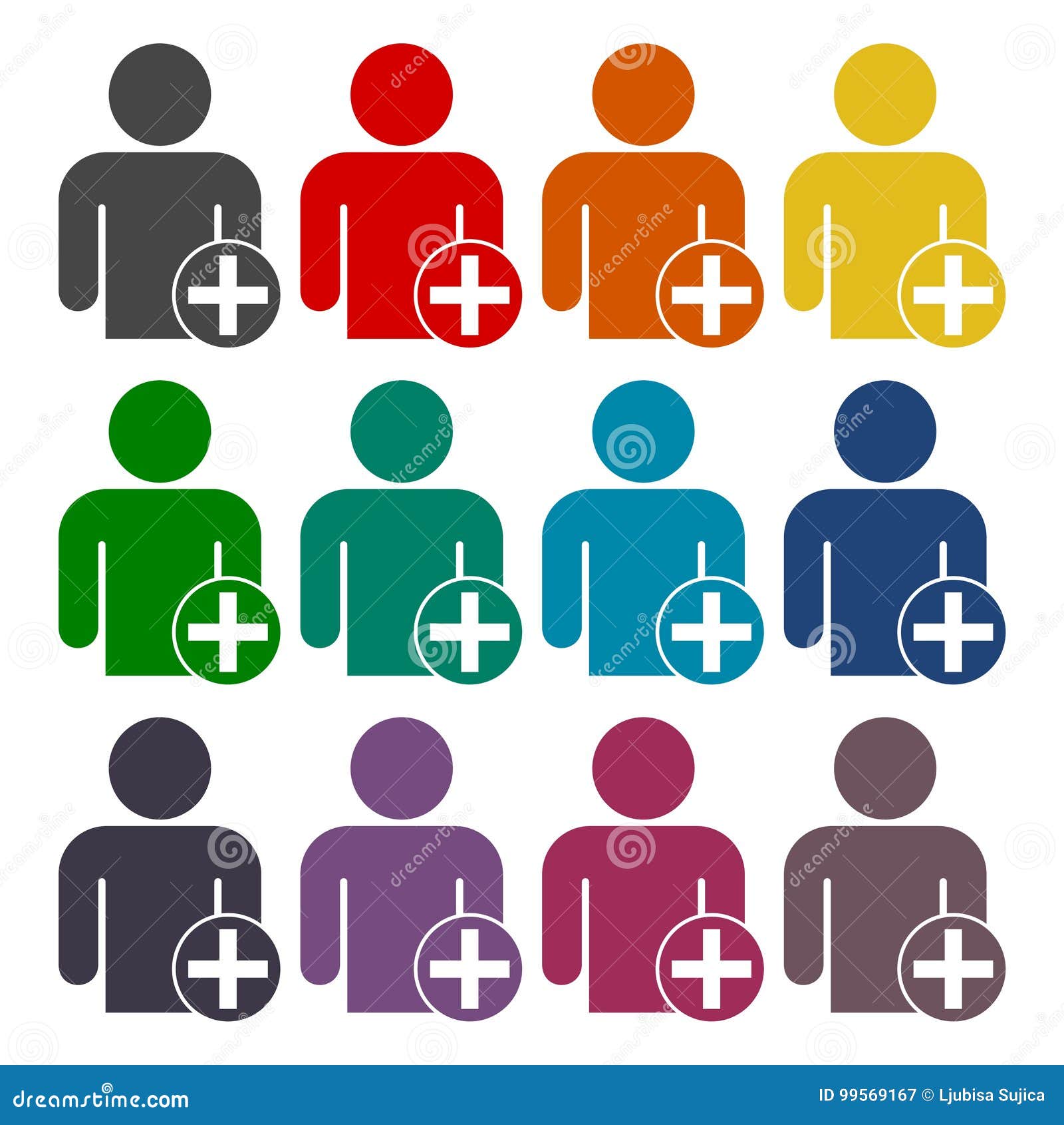 User Profile Sign with Plus Glyph Web Icons Set Stock Vector ...