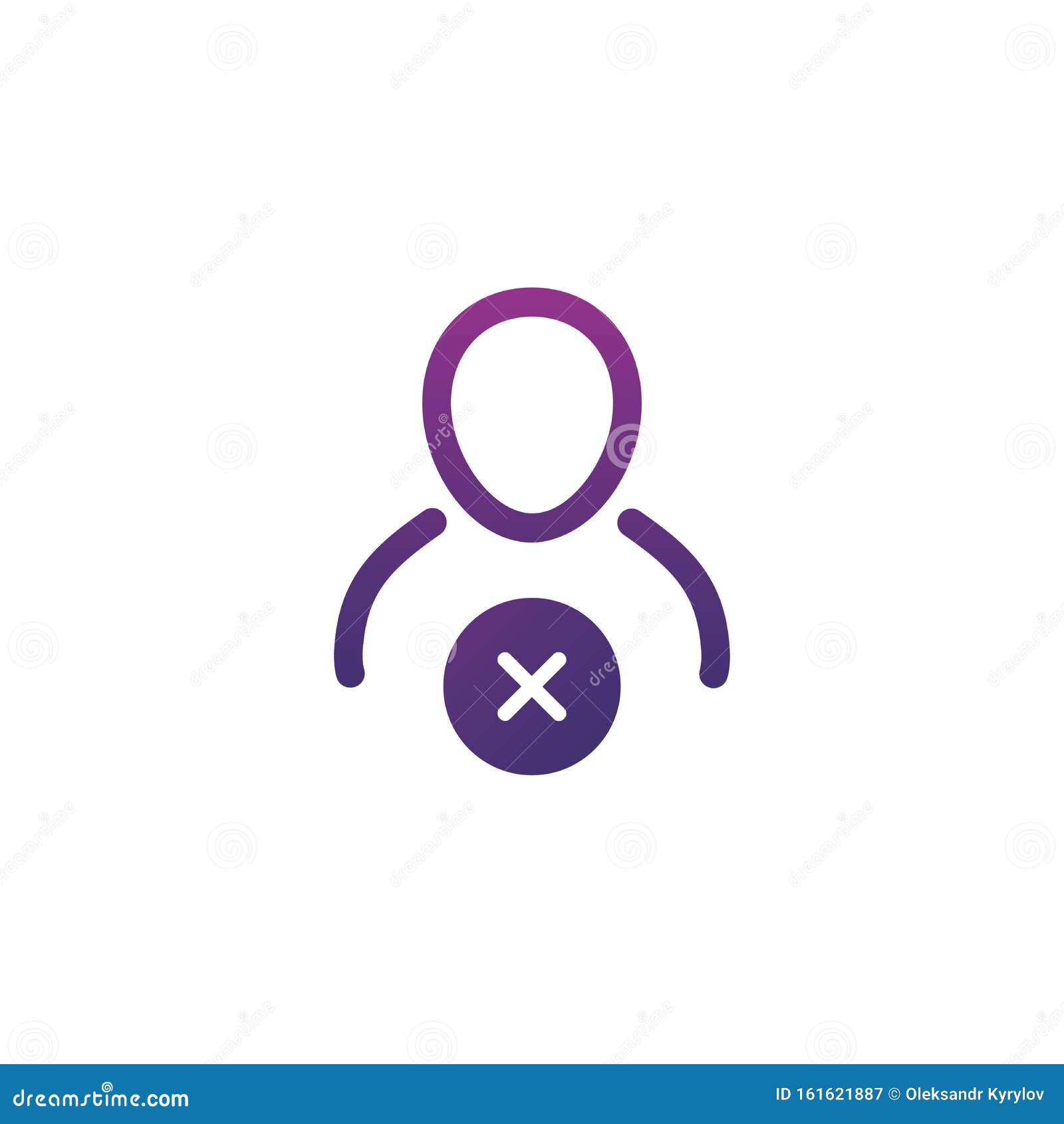 User Profile Sign Web Icon with Delete Cross Glyph. Stock Vector ...