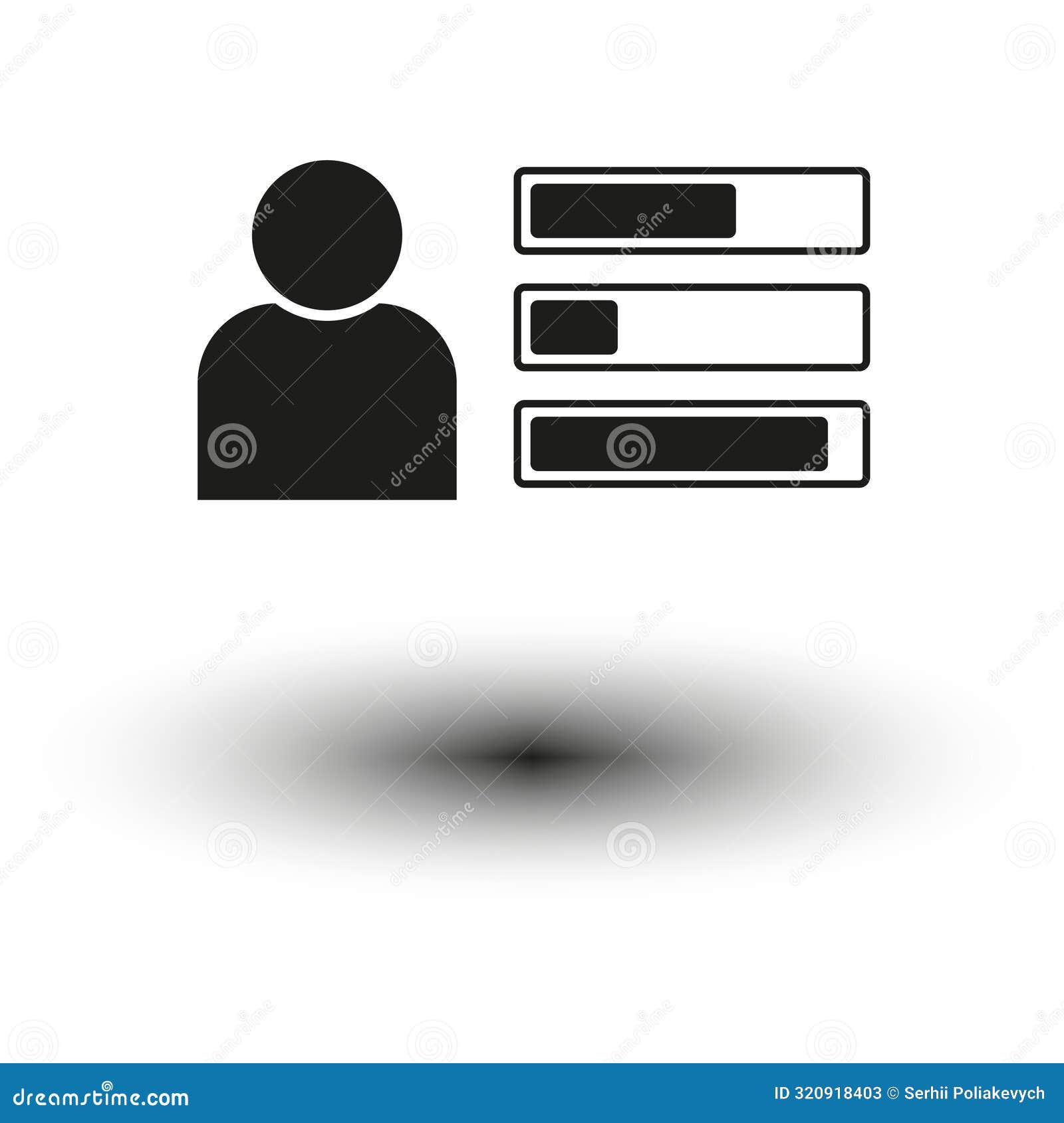 User Profile and Skill Bars Vector Icon. Personal Abilities Chart ...