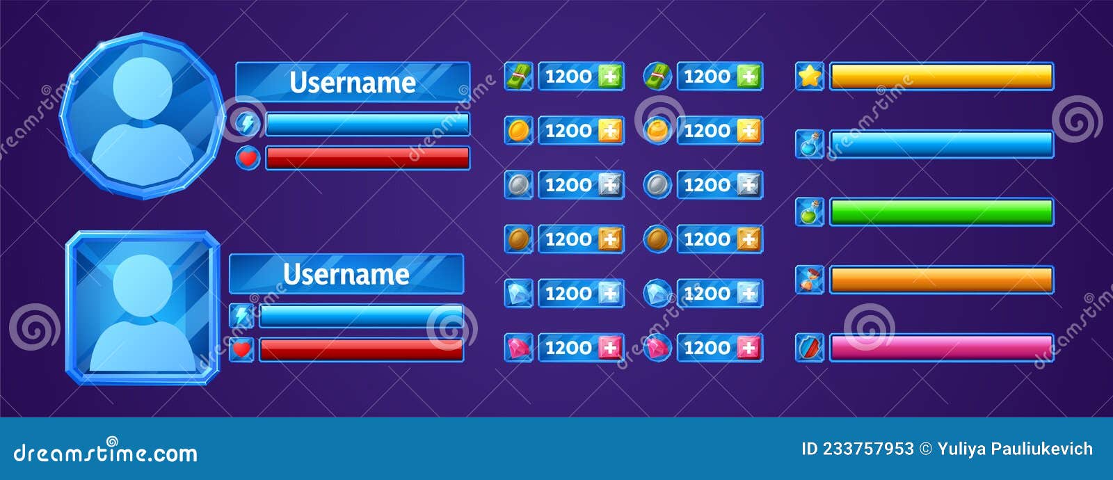User Profile Ui Elements for Game Stock Vector - Illustration of ...