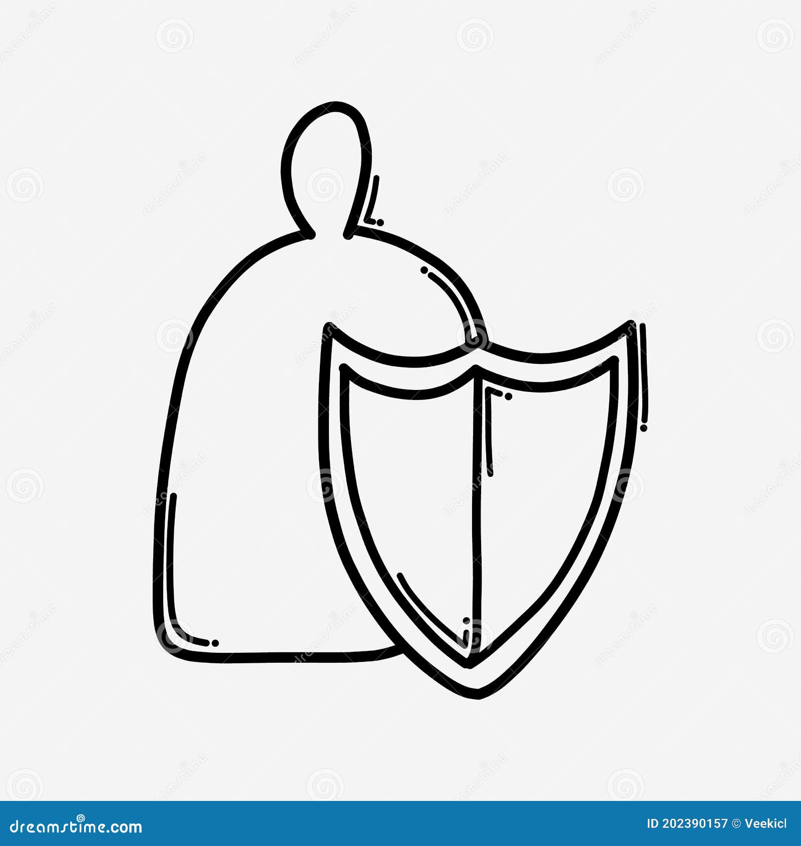 User Protection Doodle Vector Icon. Drawing Sketch Illustration Hand ...
