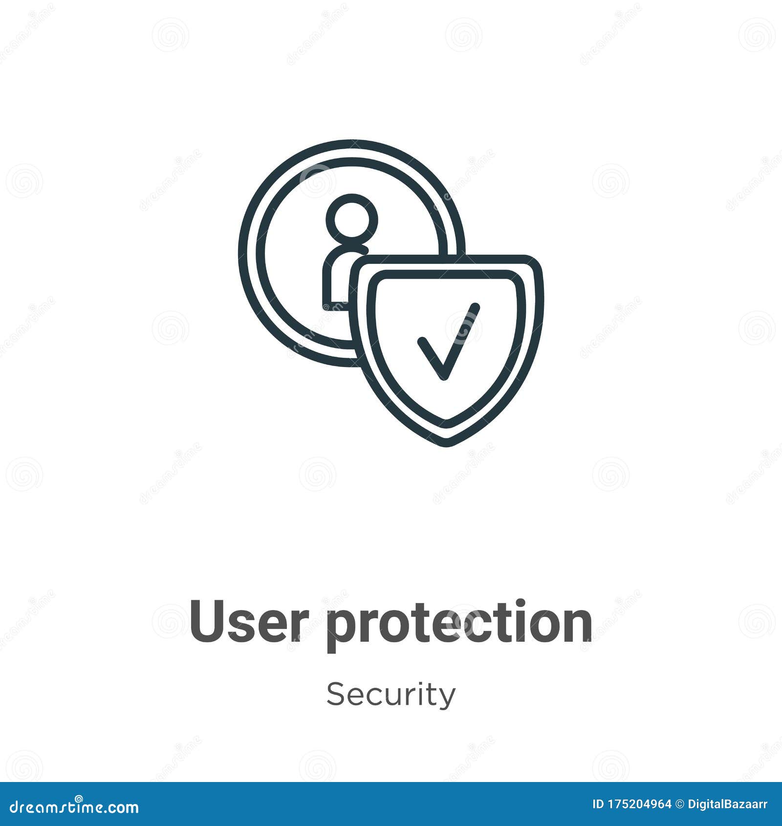 User Protection Outline Vector Icon. Thin Line Black User Protection ...