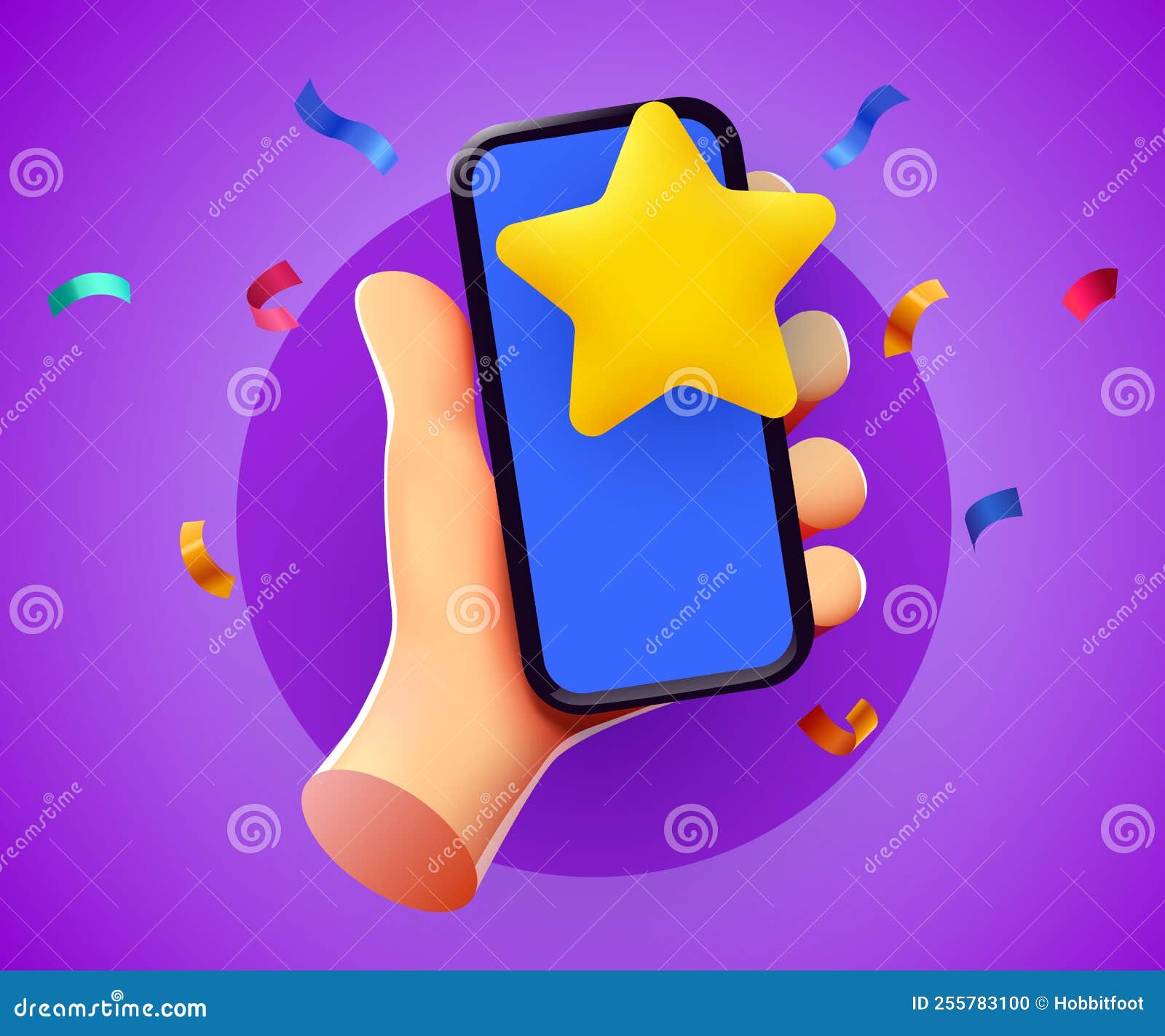 User Puts an Excellent Rating in the Mobile Application. Cartoon Hands ...