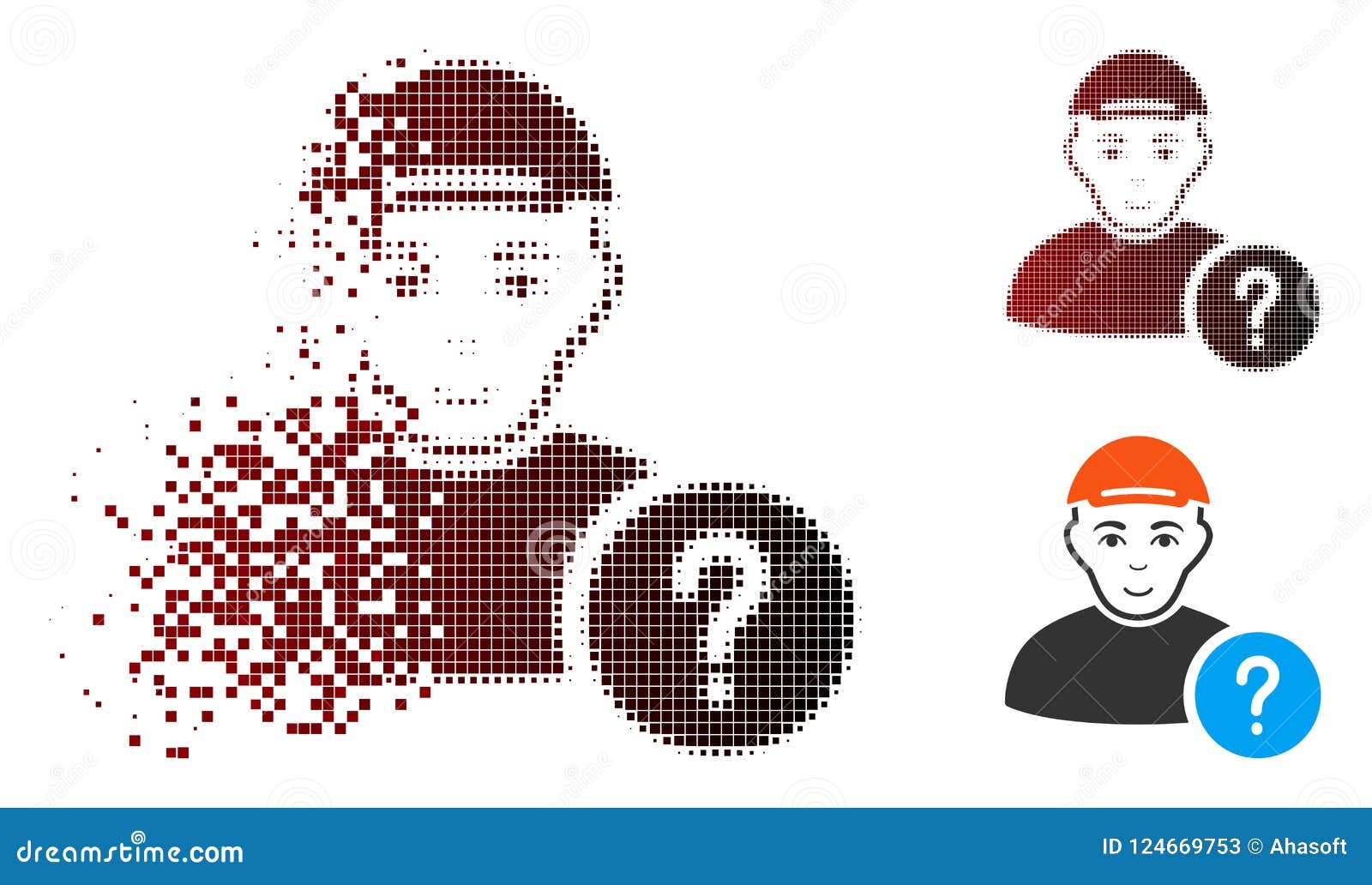 Moving Dotted Halftone User Query Icon with Face Stock Vector ...