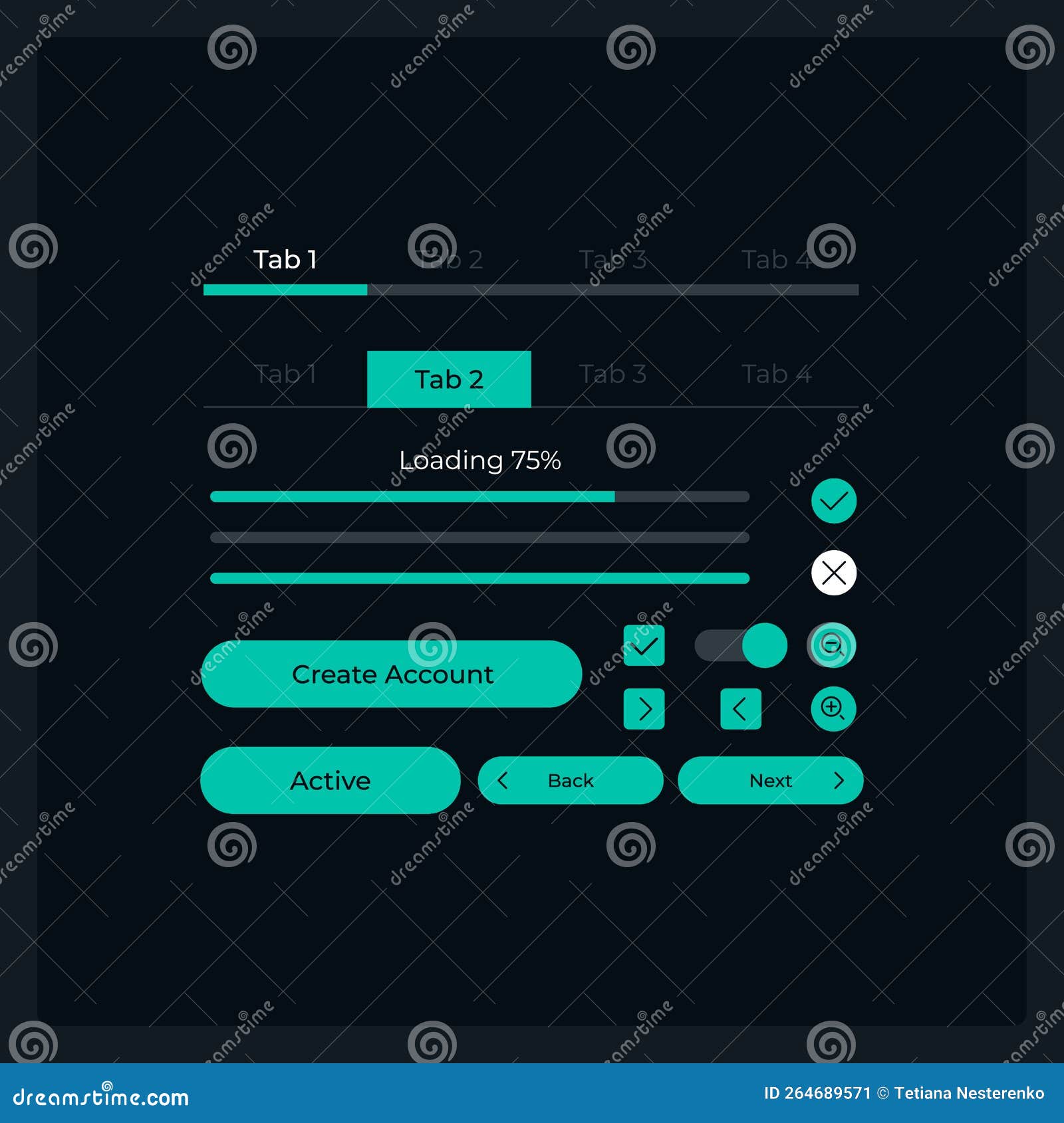 User Registration UI Elements Kit Stock Vector - Illustration of back ...