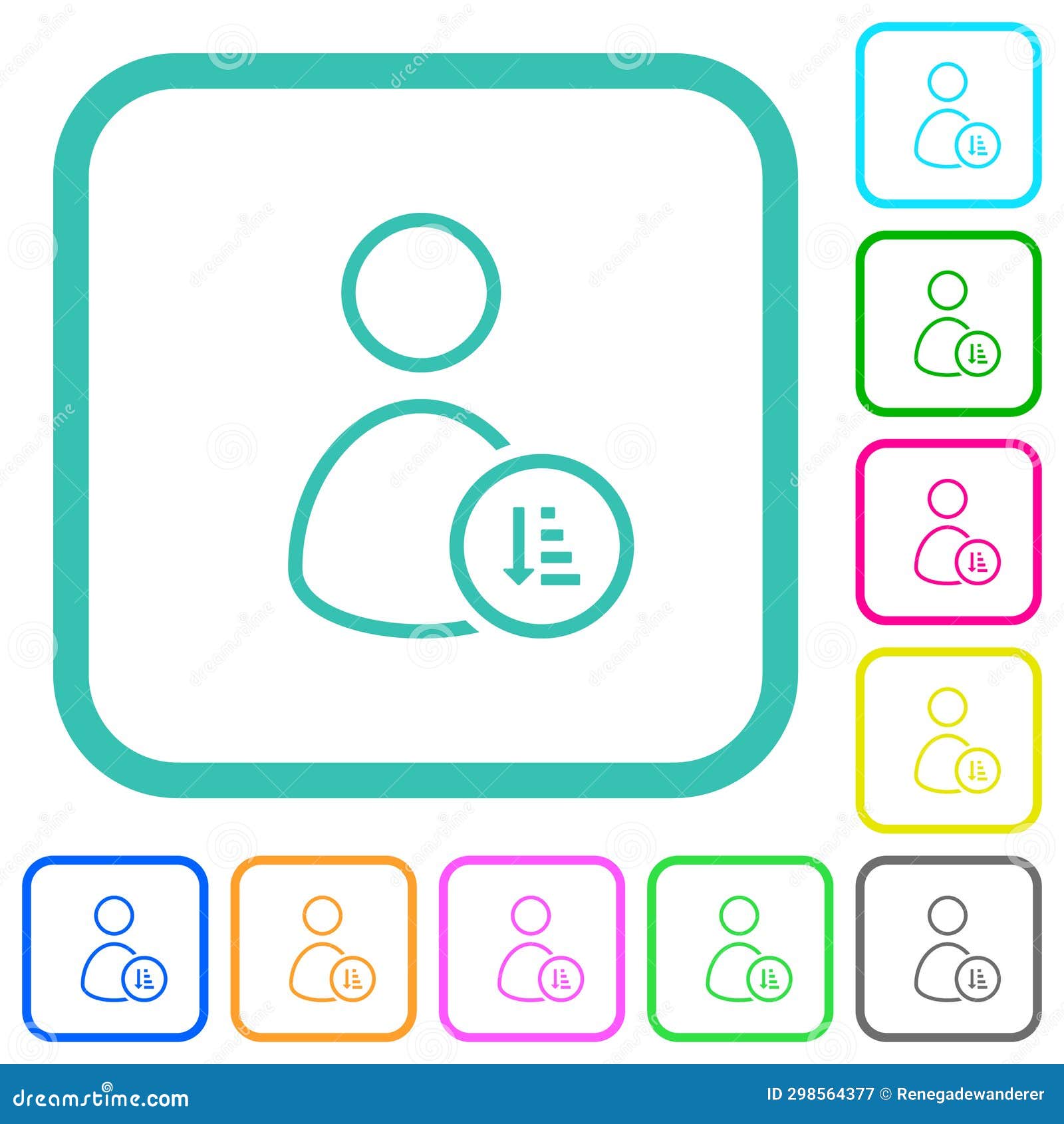 User Sort Descending Outline Simple Icons Vector Illustration ...